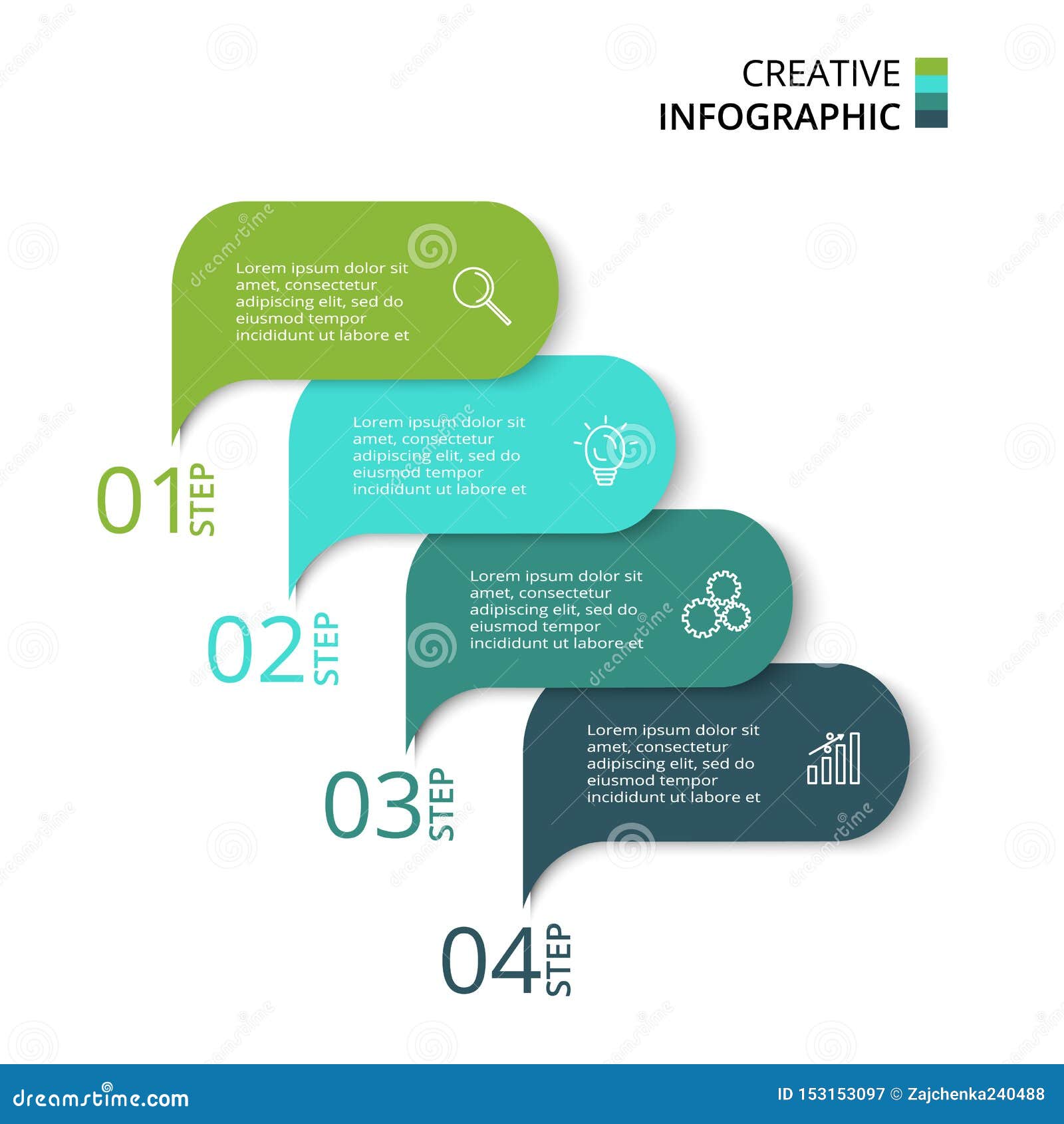 Elements of Graph, Diagram with 4 Steps, Options, Parts or Processes ...