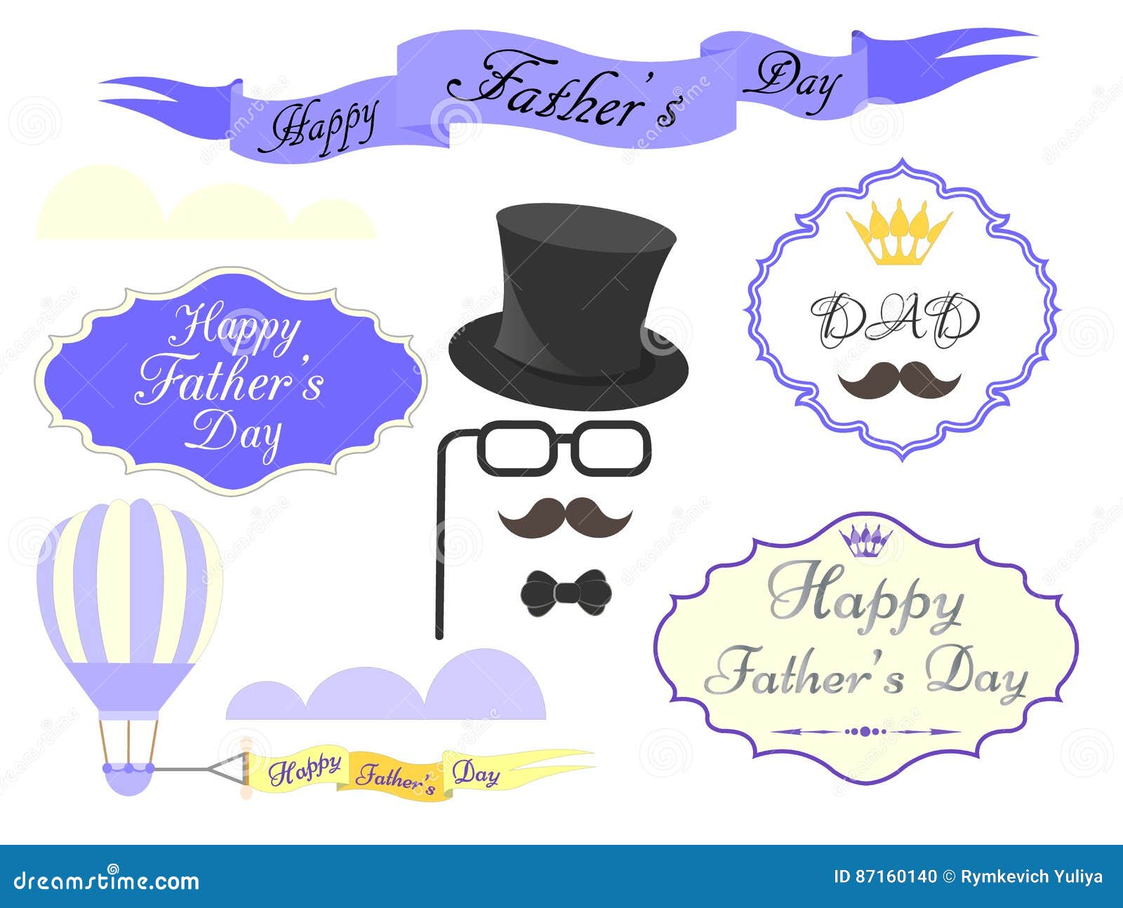Elements for Greeting Cards and Posters Happy Father`s Day Stock Vector ...