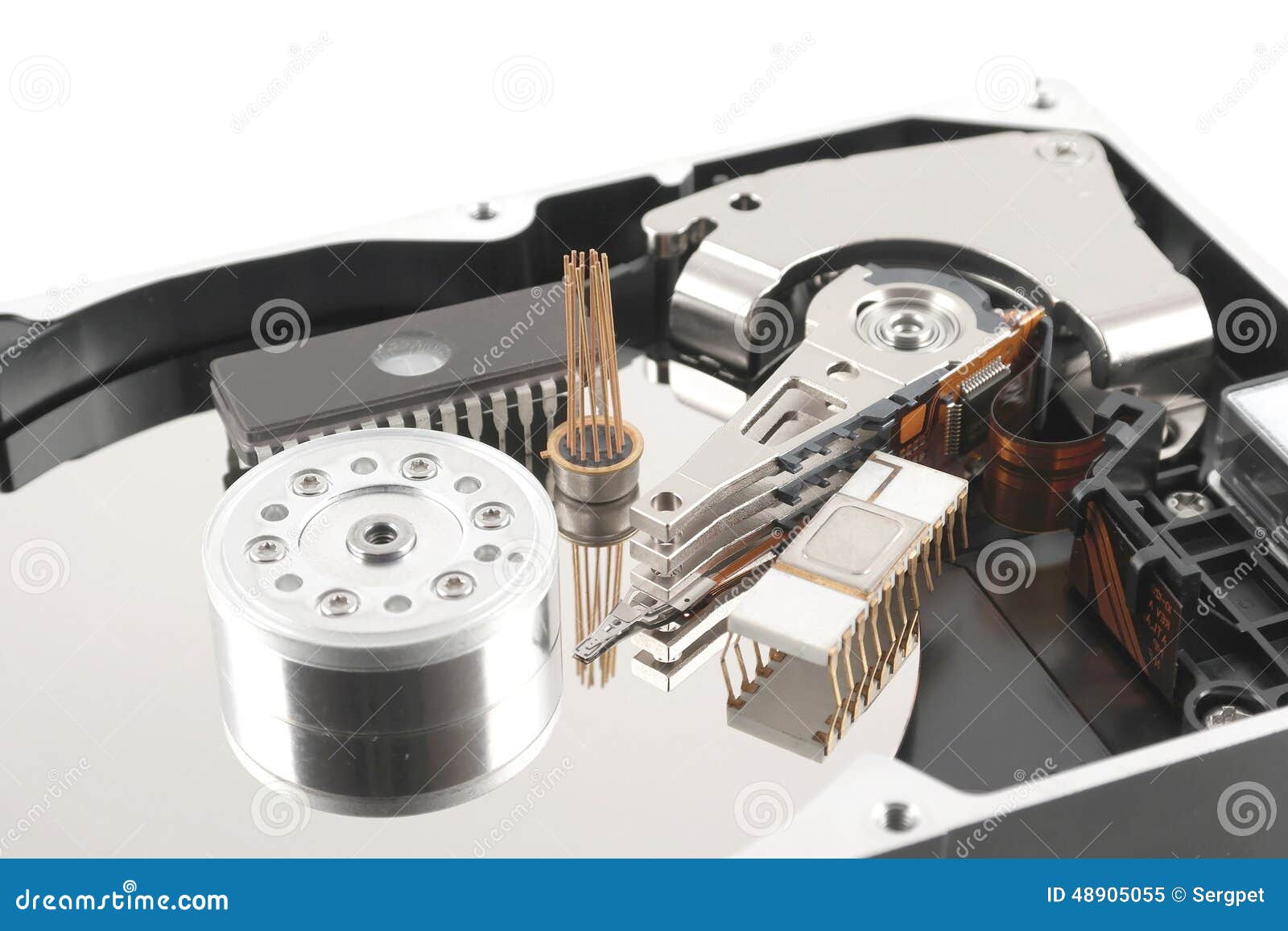Elements of Hard Drive with Chips Stock Image - Image of head ...