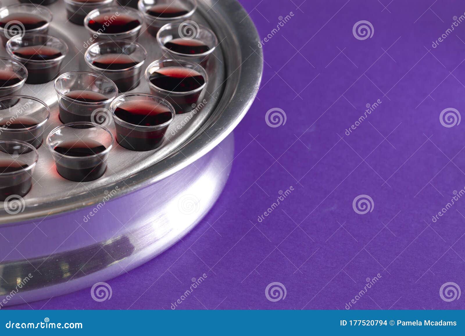 The Elements of the Holy Communion or Lords Supper on a Purple Table ...