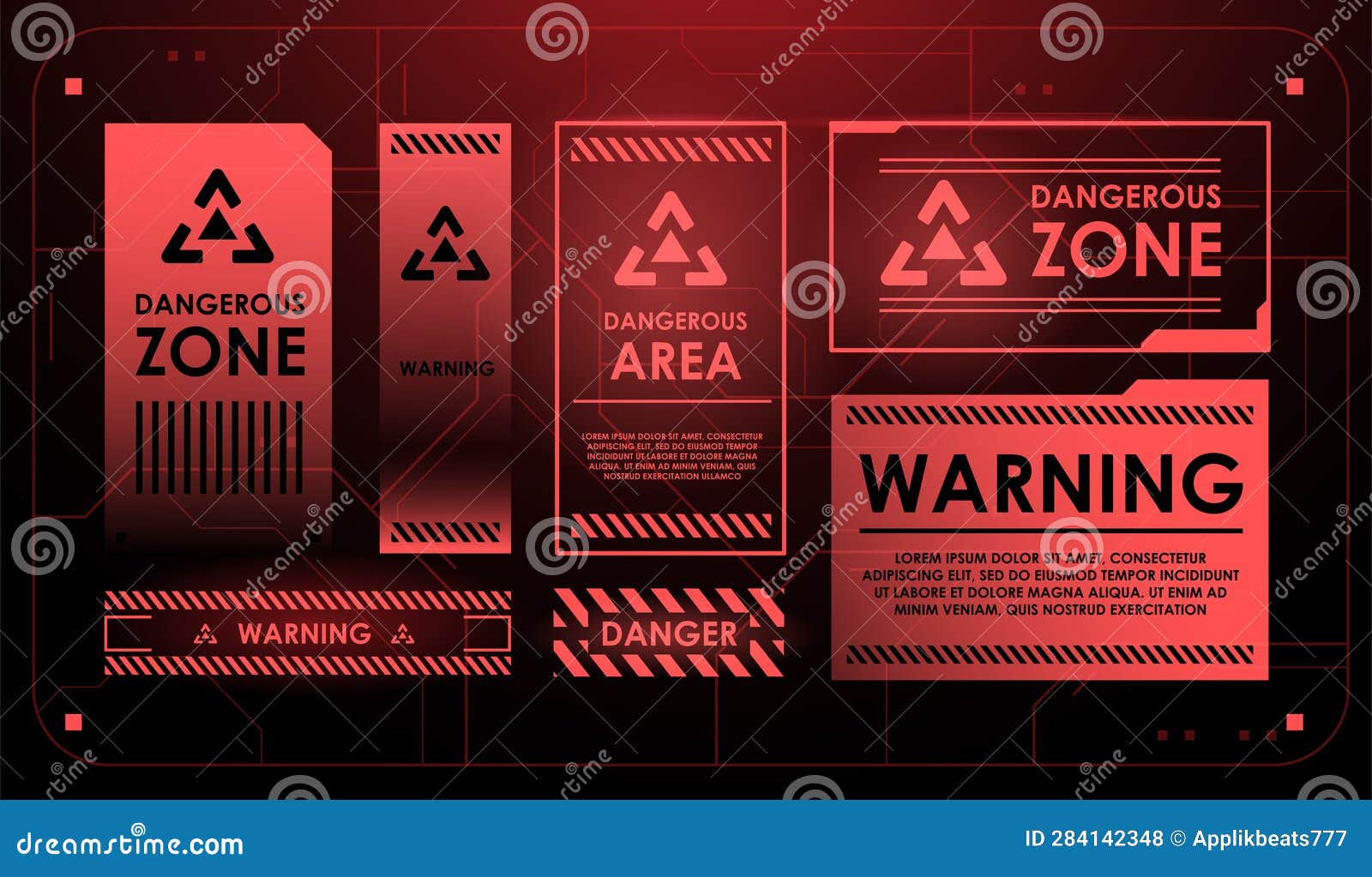 Elements of HUD Interface with Attention Sign. Warning Stock Vector ...