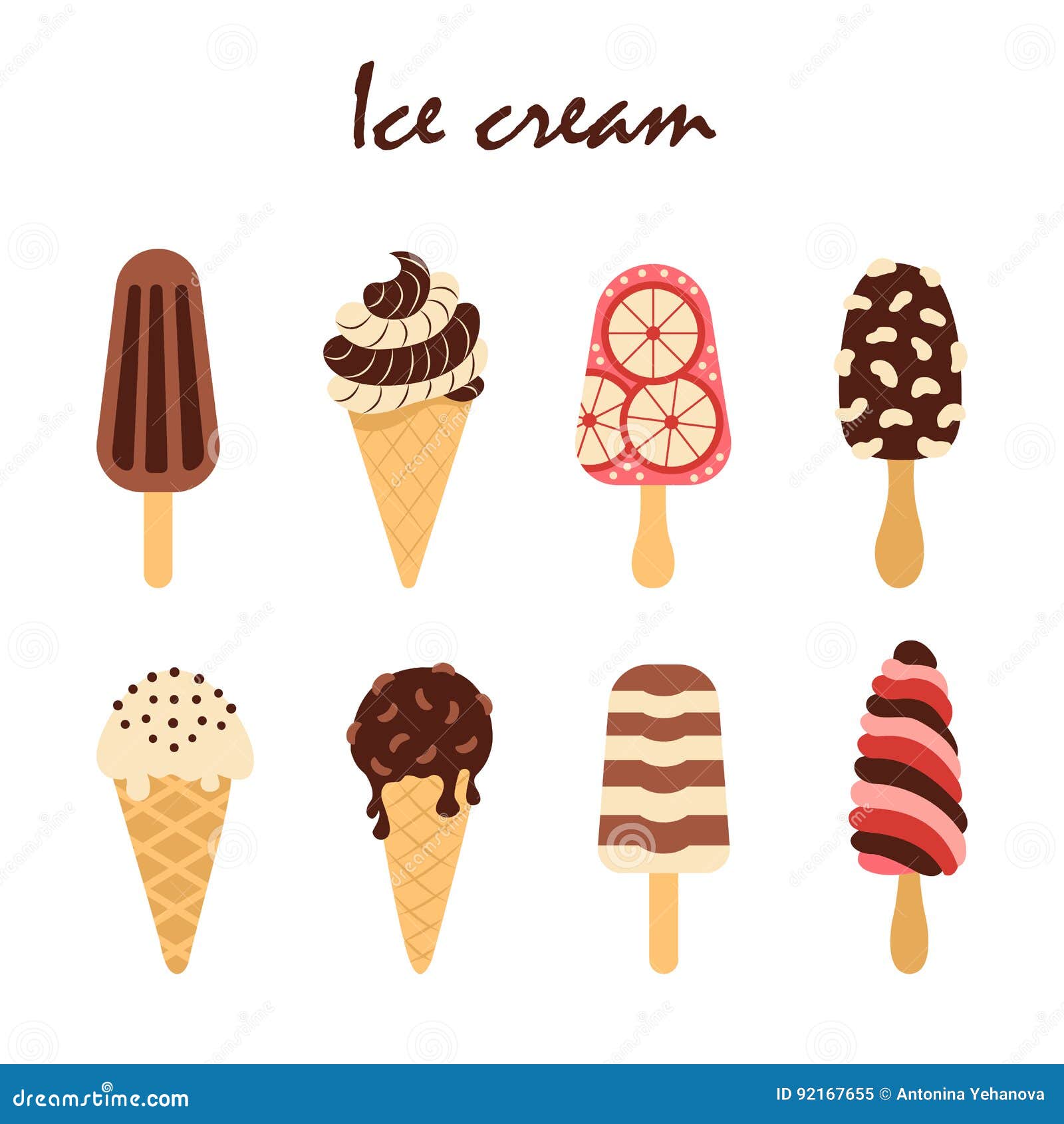 Elements ice cream. stock vector. Illustration of retro - 92167655