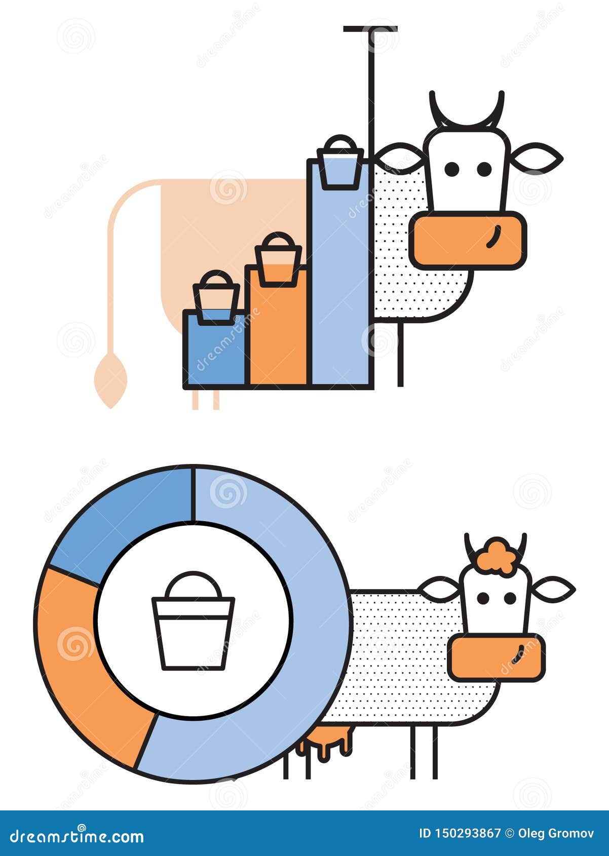Elements for Infographics about Cows and Milk Production Stock Vector ...