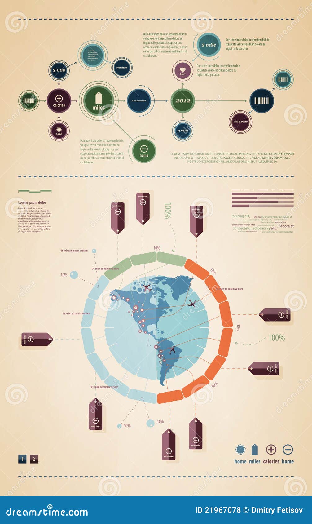 Infographics America Map, Flat Design Colors, With Names Of Individual ...