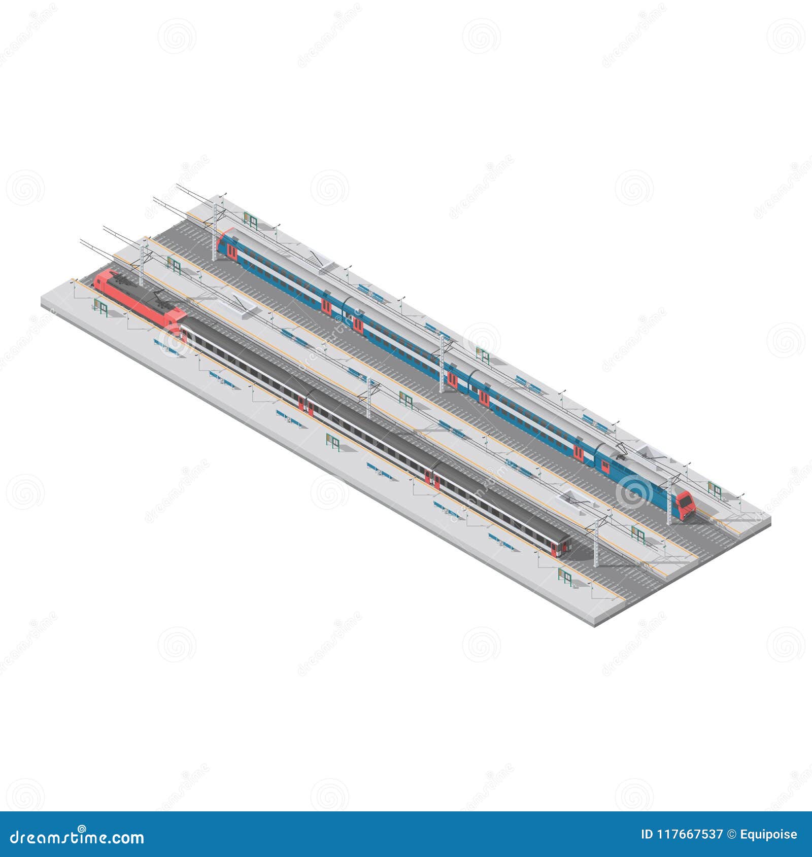 Elements of Infographics Passenger Platform Railway Station Low Poly ...