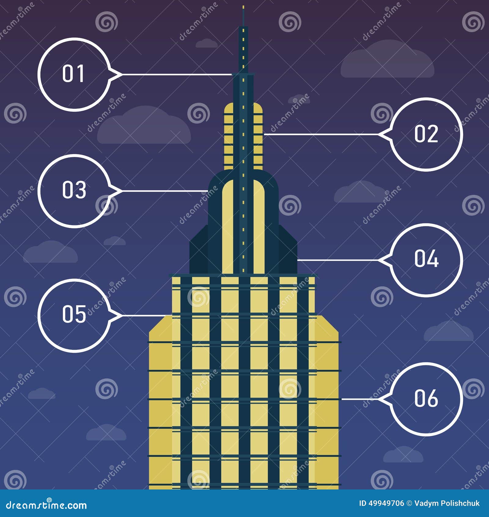 Elements of Infographics with a Skyscraper Stock Vector - Illustration ...