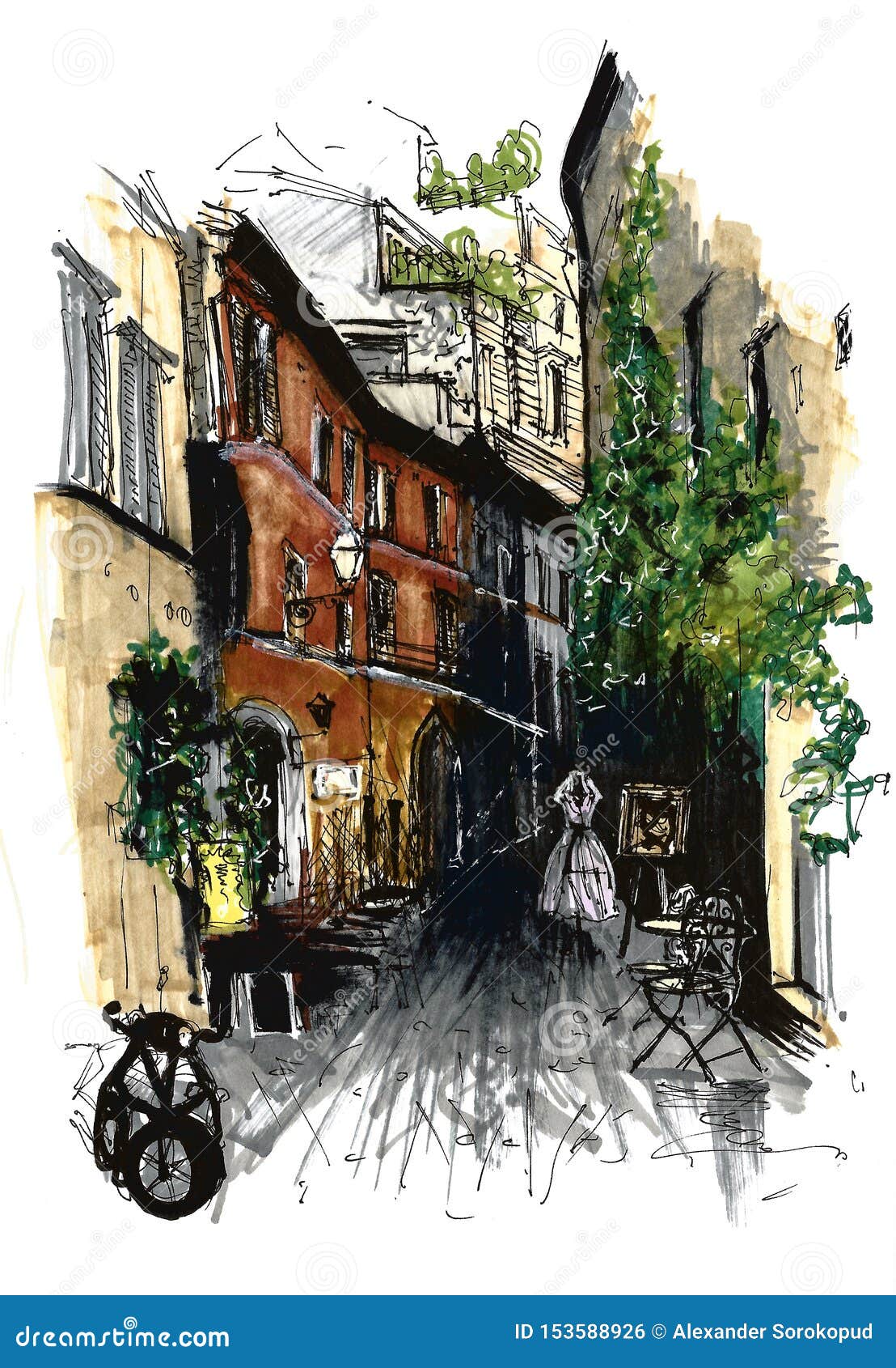 Elements Italy Cities. Painted Sketch, Art Work and Decoration Stock ...