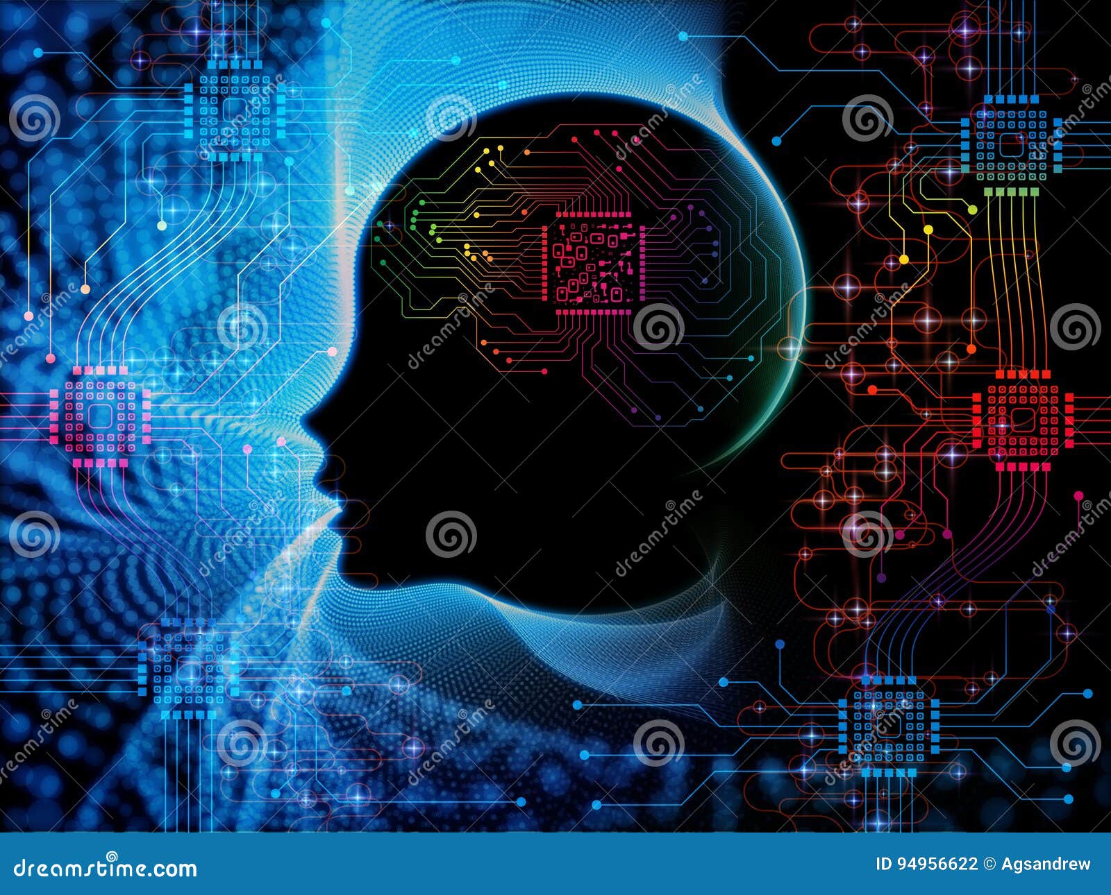 Elements of Machine Consciousness Stock Illustration - Illustration of ...
