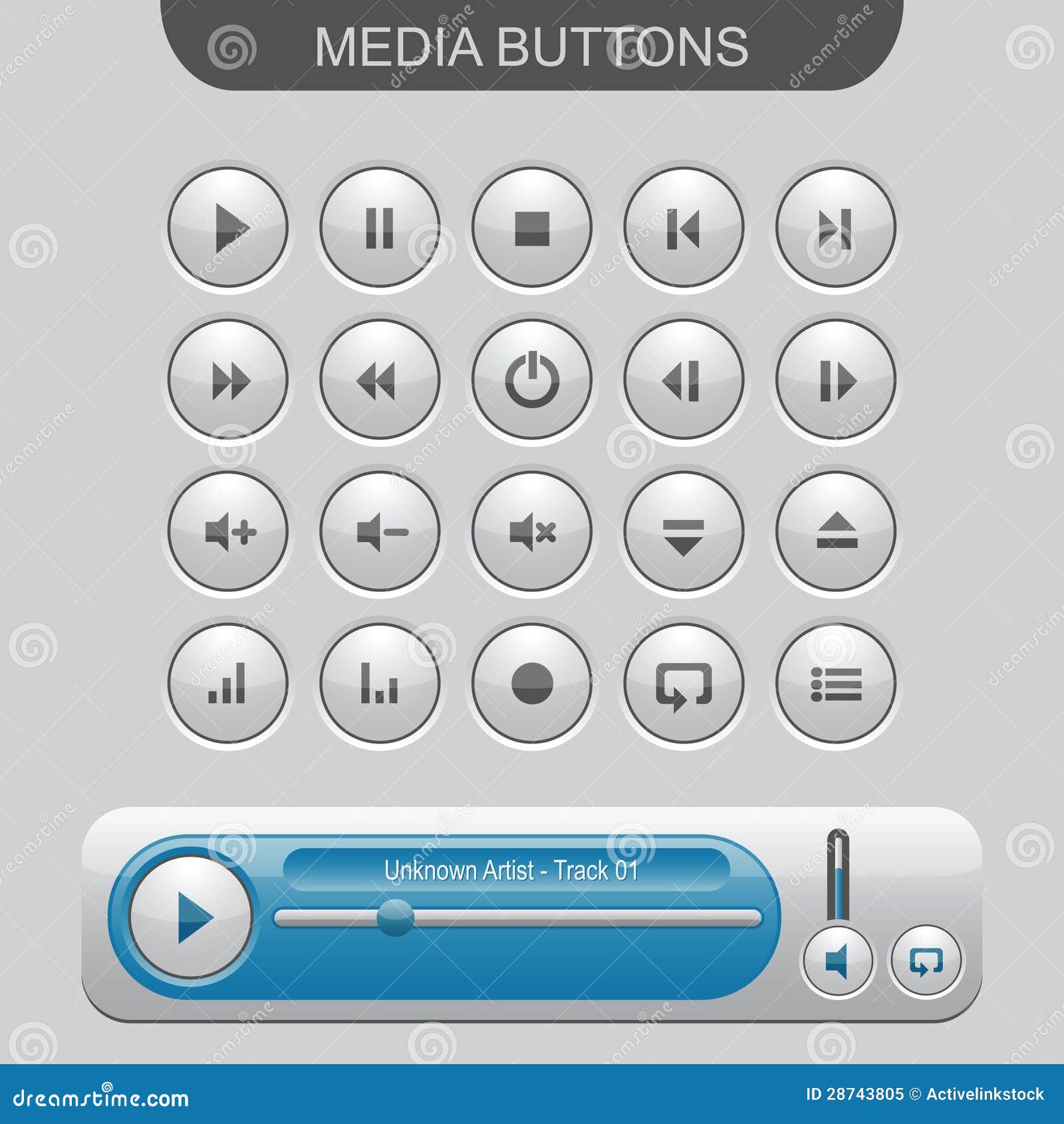 Elements of the Media Player Stock Vector - Illustration of multimedia ...