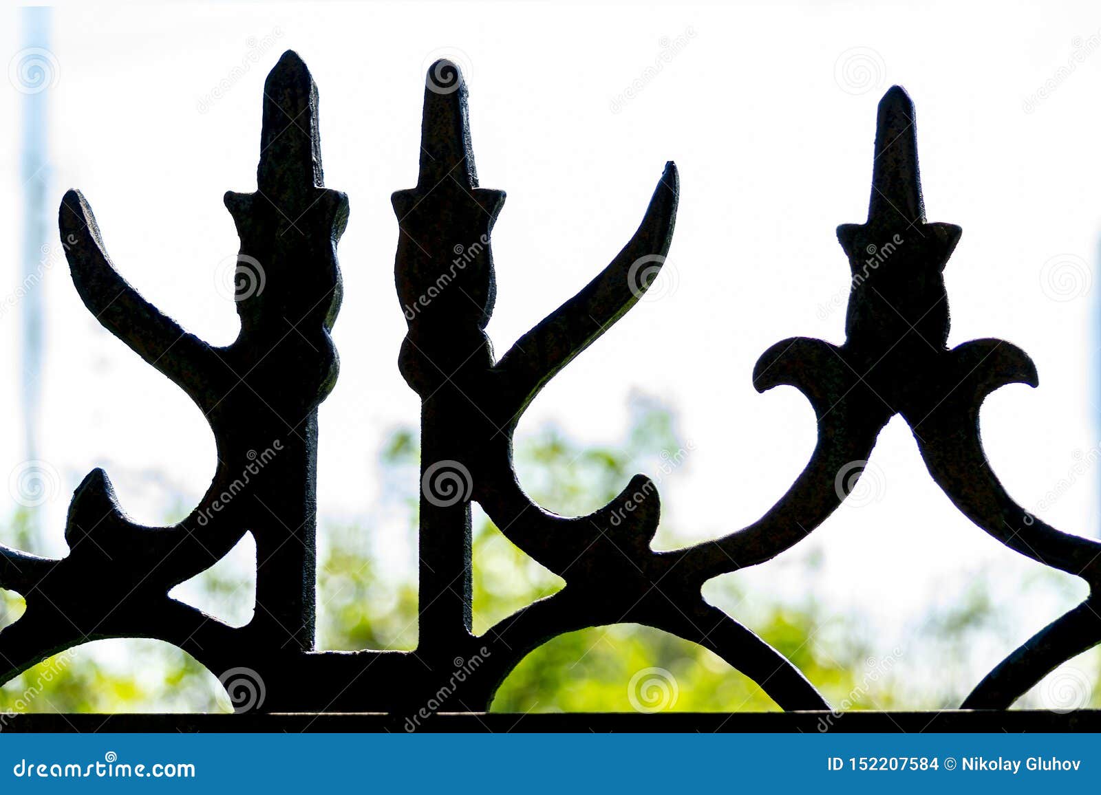 Elements of a metal fence. stock photo. Image of fence - 152207584