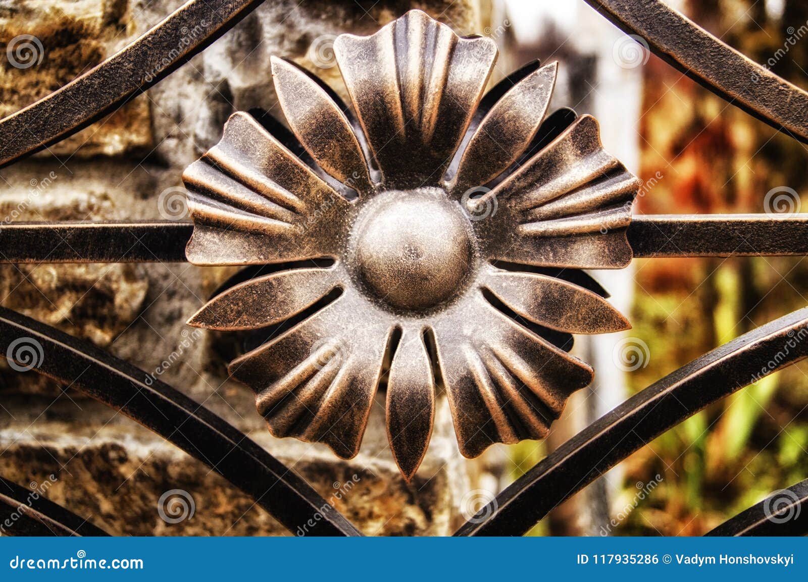 Elements of a Metal Gate, Forged Flower Stock Photo - Image of border ...