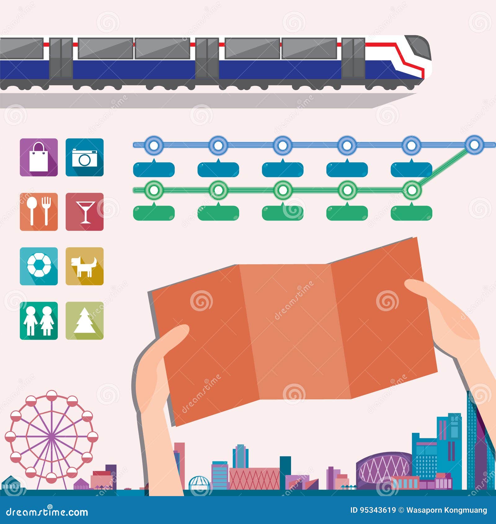 Elements for Metro or Subway Map Design Template. Stock Vector ...