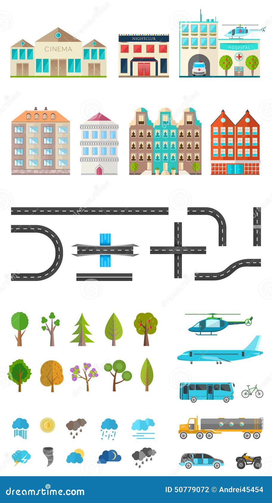 Elements of the Modern City in Style Material Design - Stock Vector ...