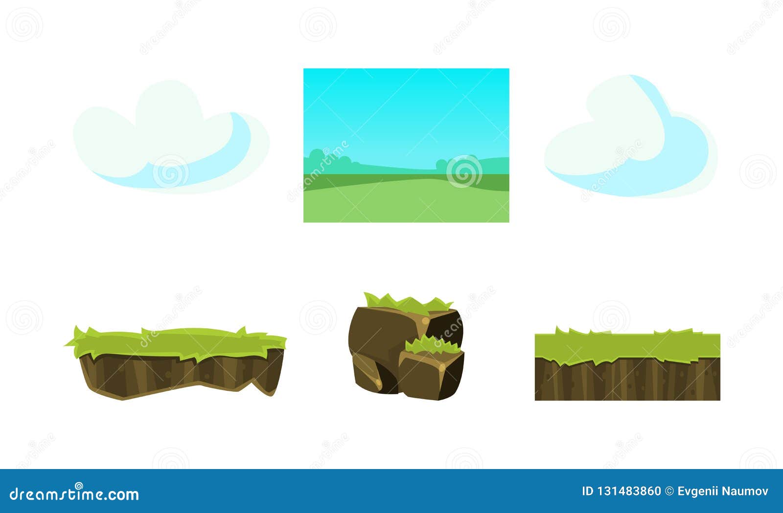 Elements of Nature Summer Landscape, Ground, Grass, Sky, Clouds, User ...