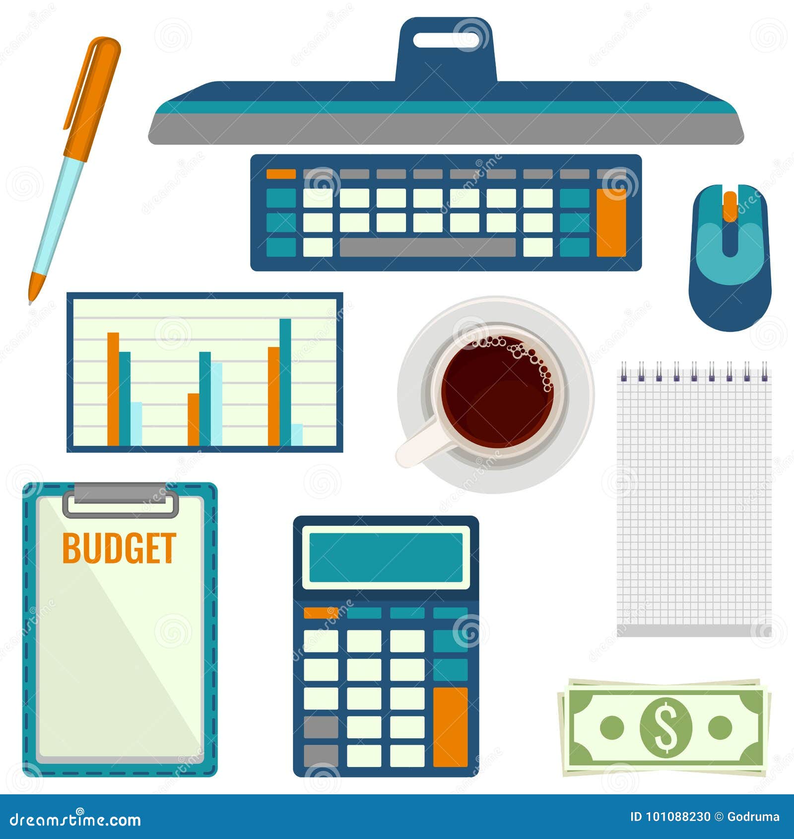 Elements Necessary for Making Up Budget Plan Vector Illustration Stock ...