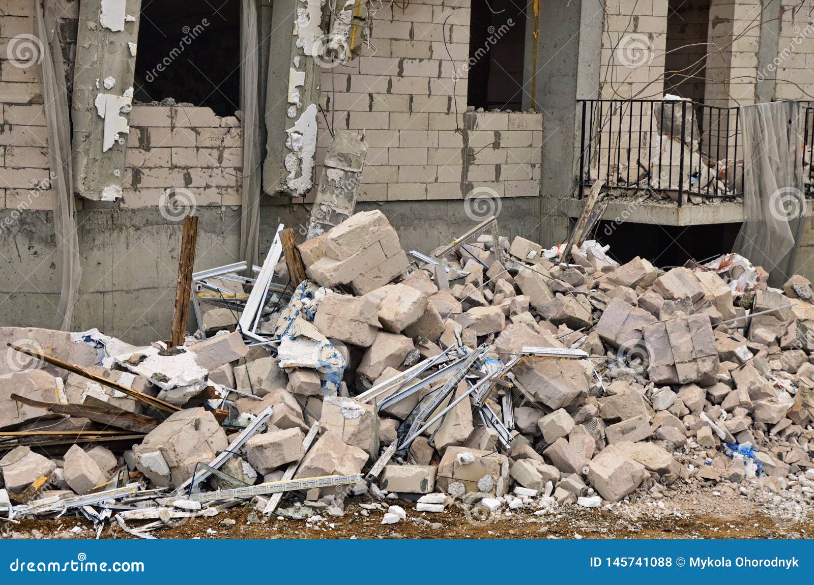 Ruins of the Destroyed Building and Dwelling Stock Photo - Image of ...