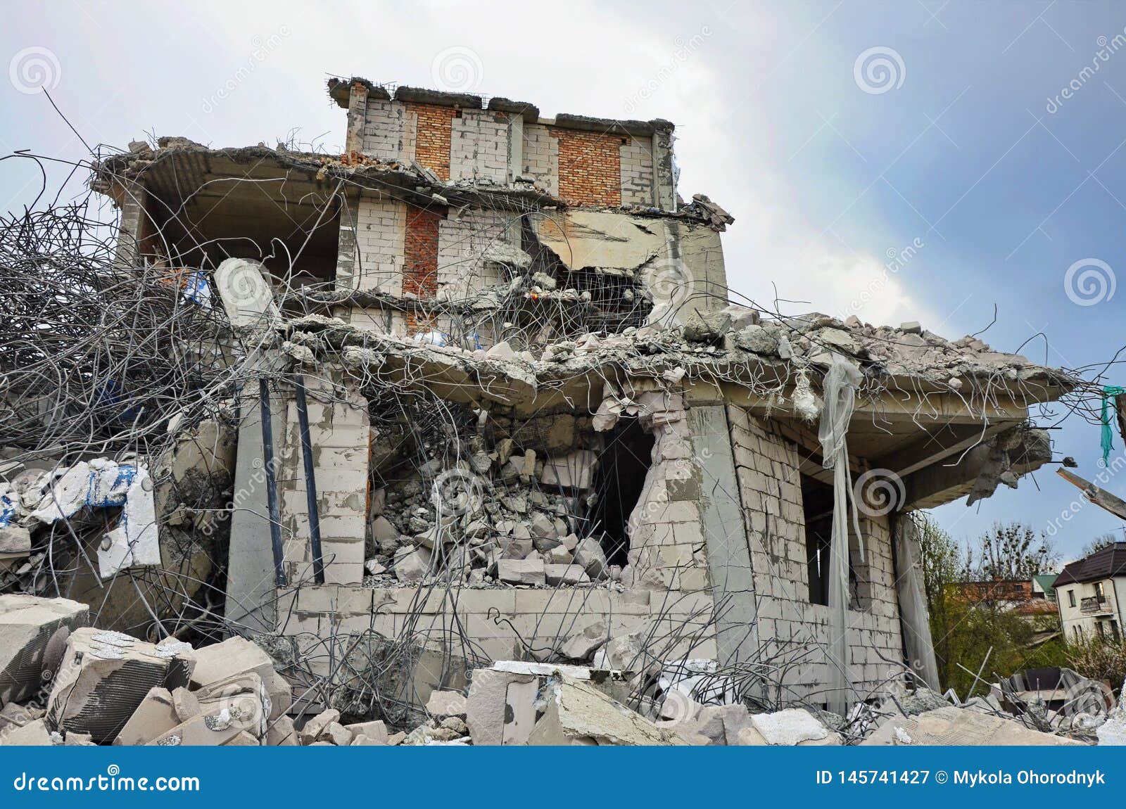 Ruins of the Destroyed Building and Dwelling Stock Image - Image of ...