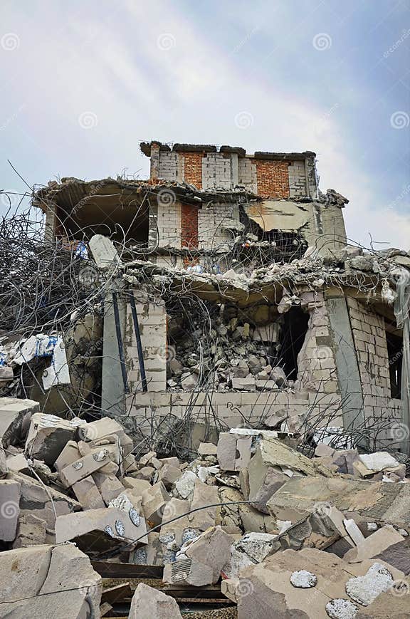 Ruins of the Destroyed Building and Dwelling Stock Image - Image of ...