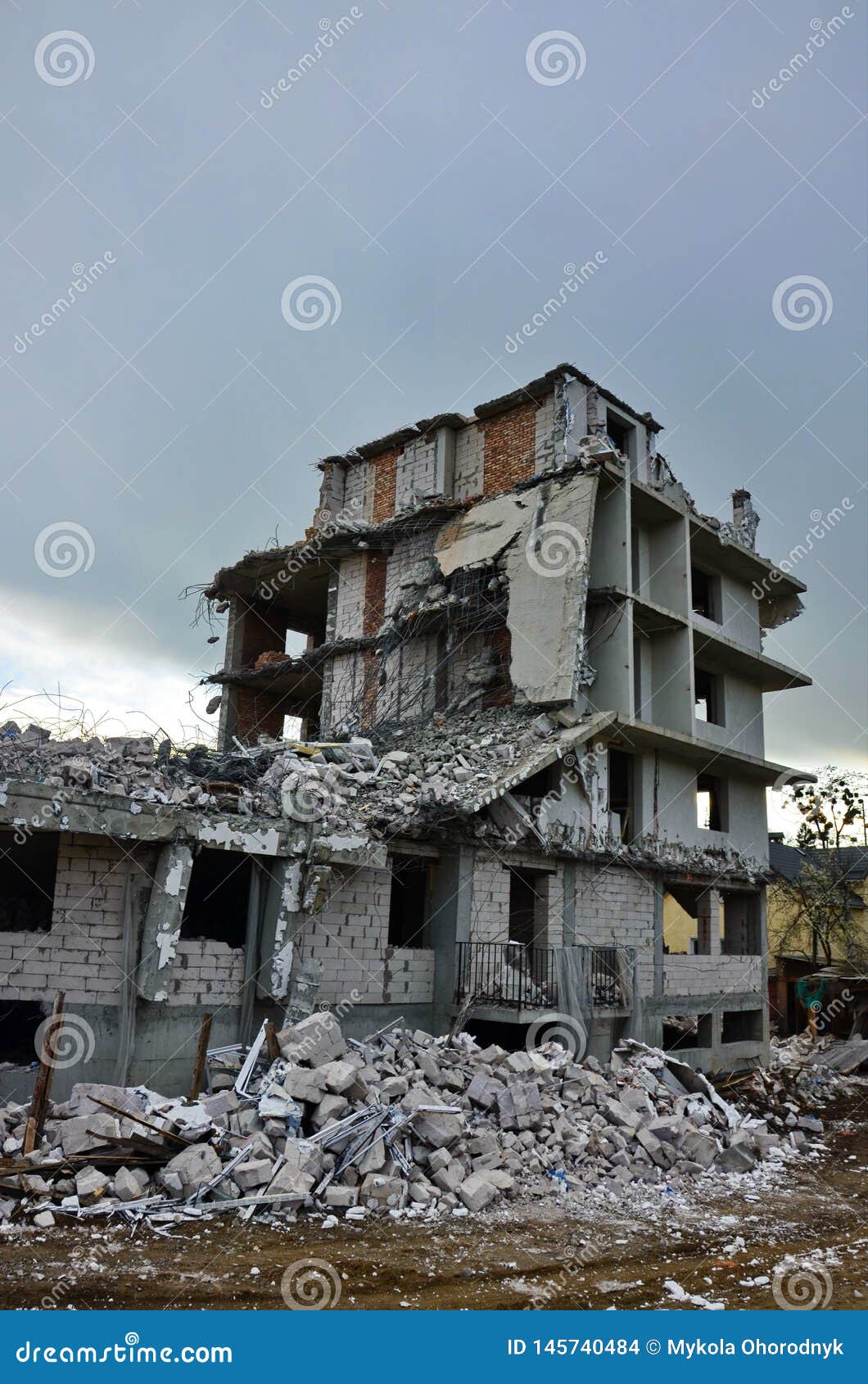 Ruins of the Destroyed Building and Dwelling Stock Photo - Image of ...