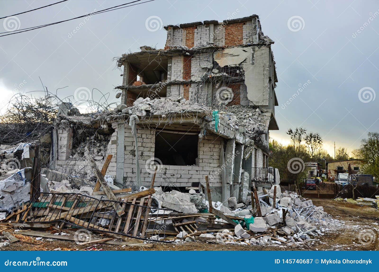 Ruins of the Destroyed Building and Dwelling Stock Image - Image of ...