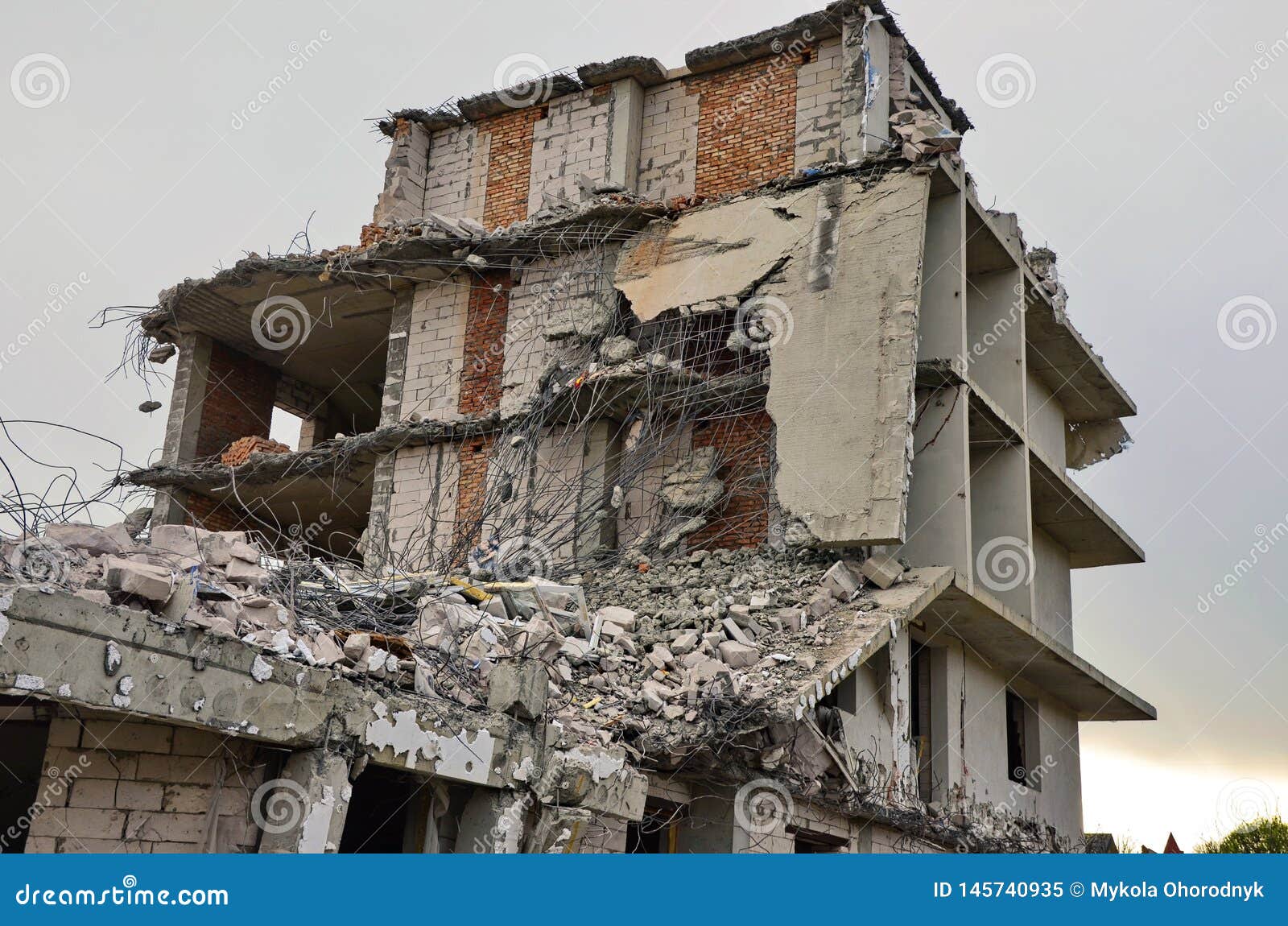Ruins of the Destroyed Building and Dwelling Stock Image - Image of ...