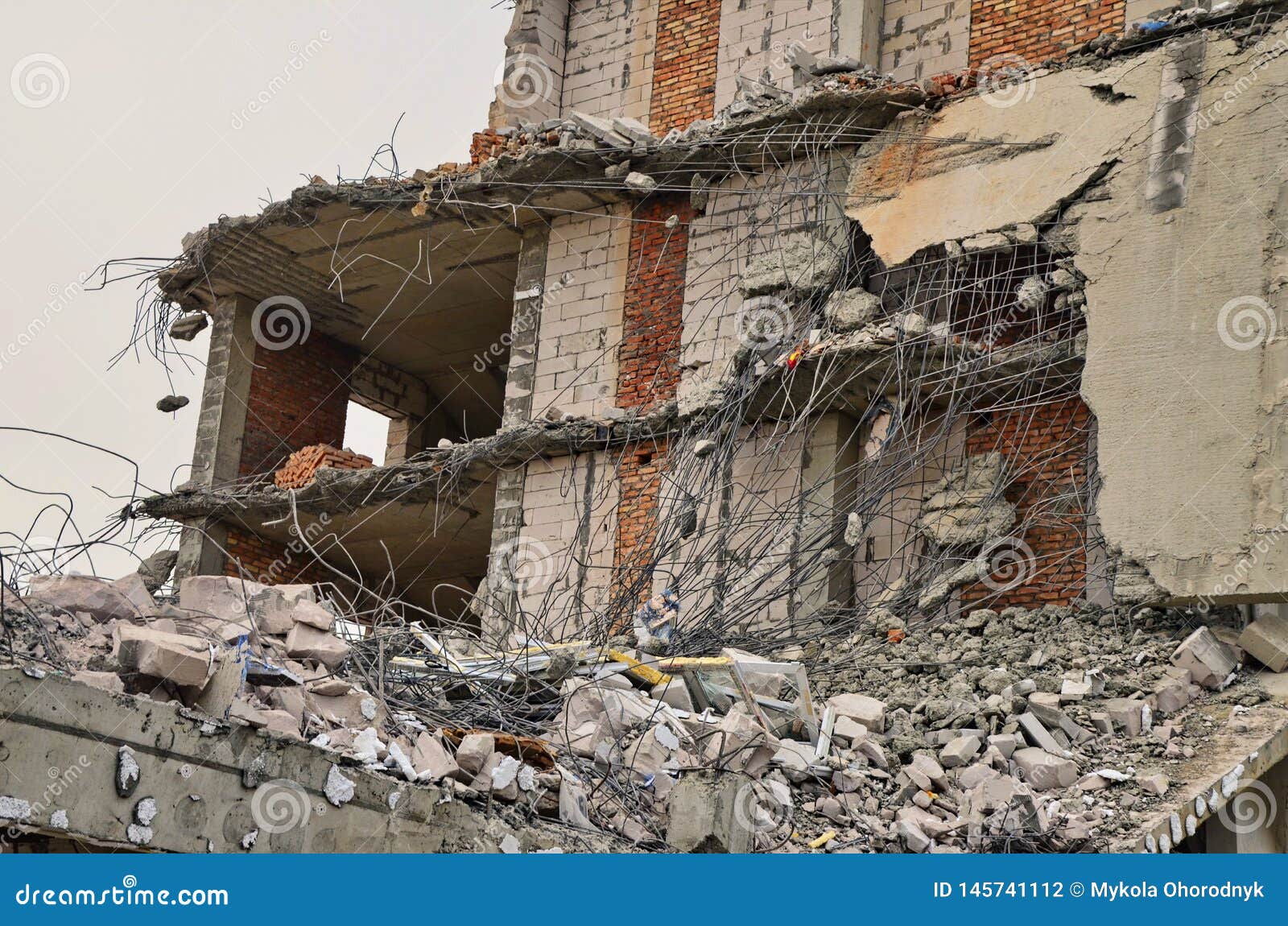 Ruins of the Destroyed Building and Dwelling Stock Photo - Image of ...