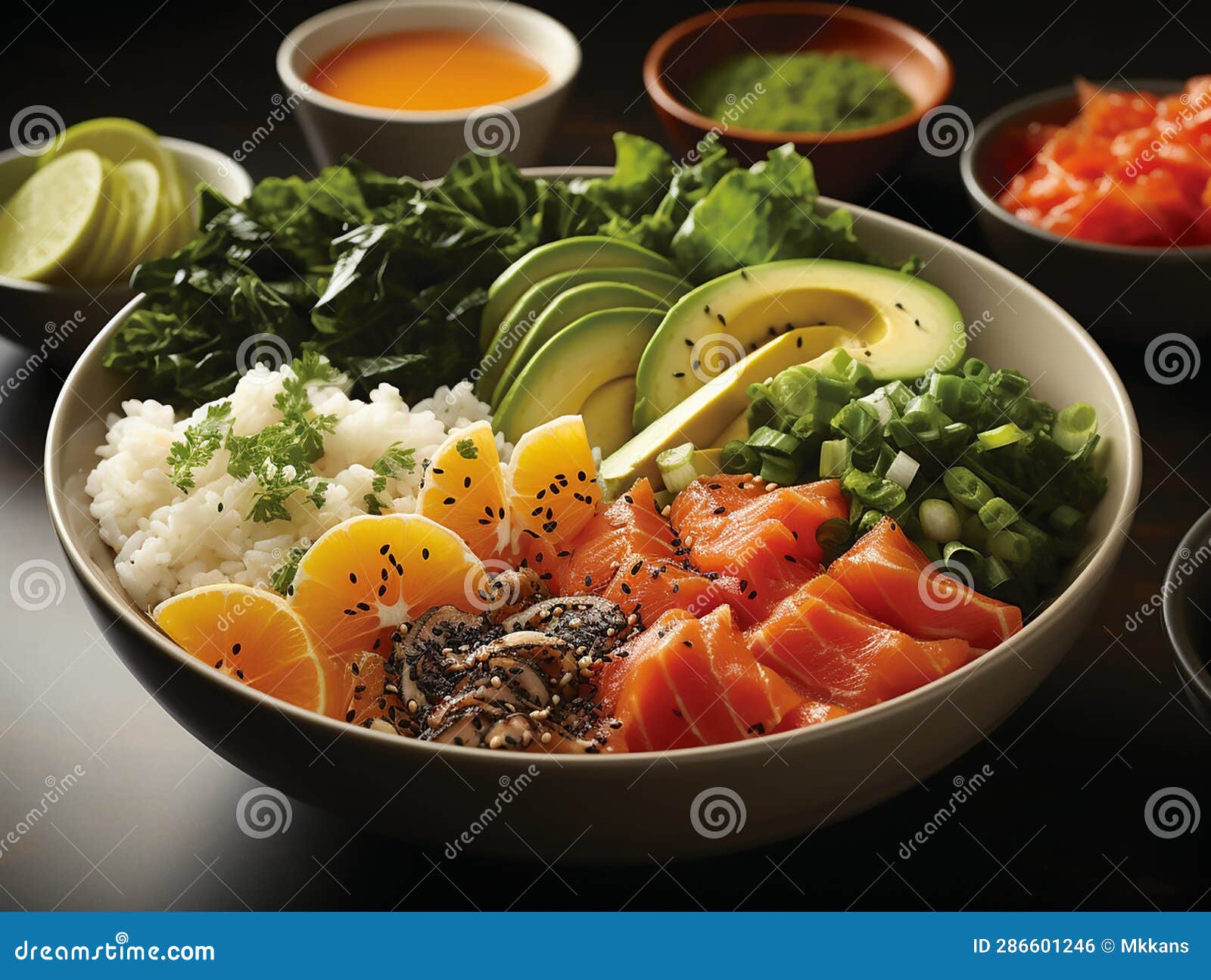 Elements of the poke bowl stock illustration. Illustration of ...