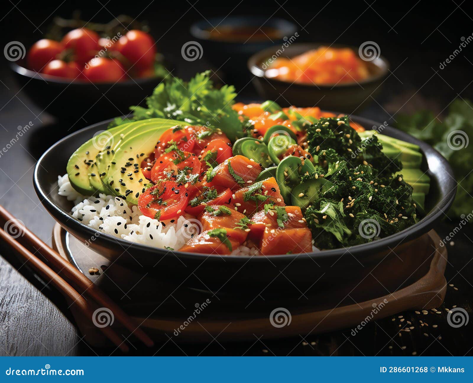 Elements of the poke bowl stock illustration. Illustration of ...