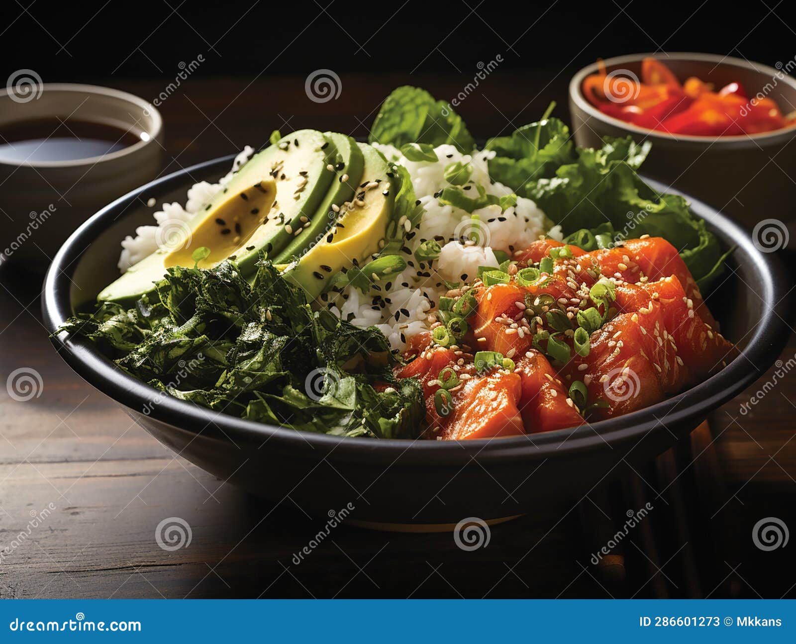 Elements of the poke bowl stock illustration. Illustration of ...