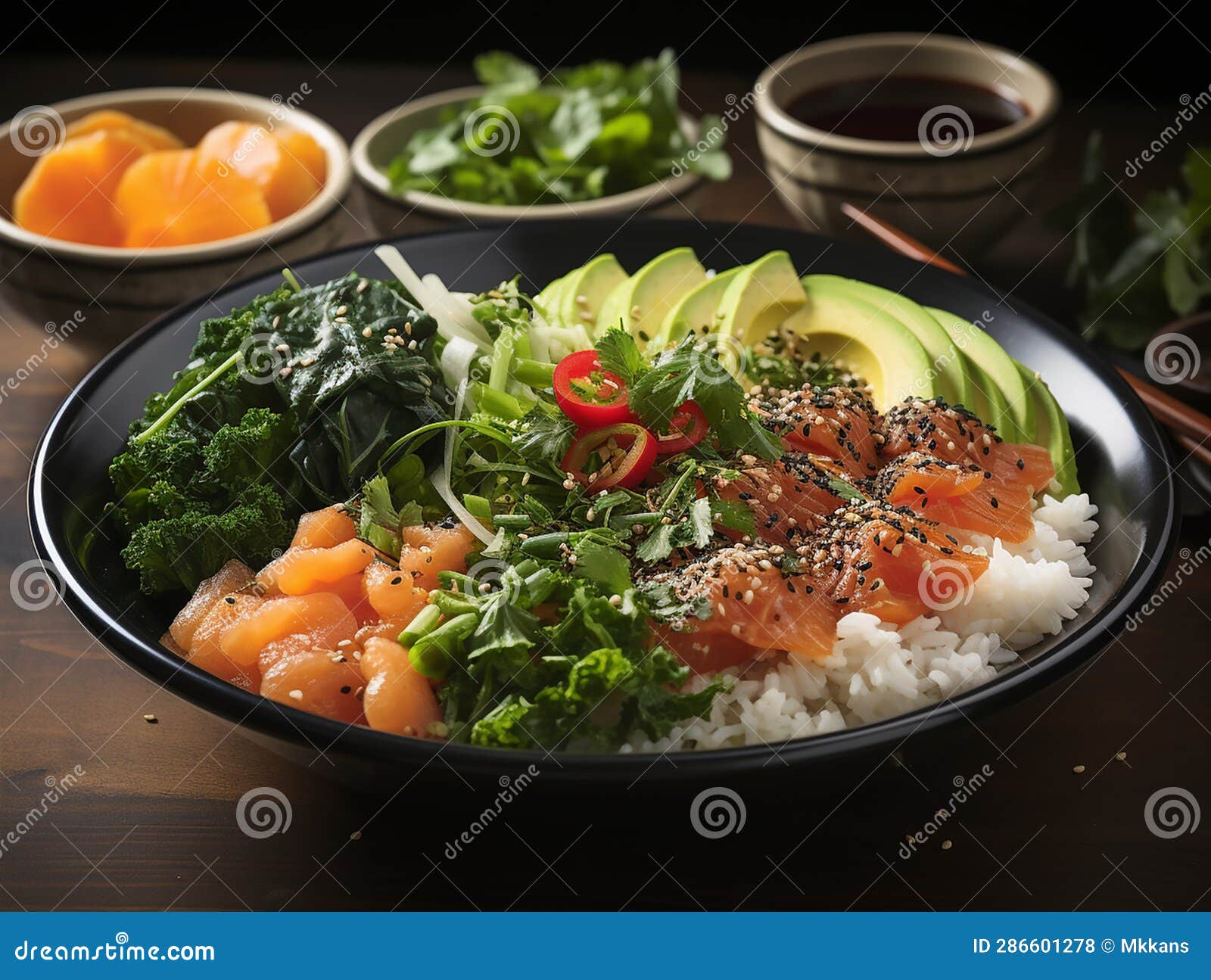 Elements of the poke bowl stock illustration. Illustration of food ...