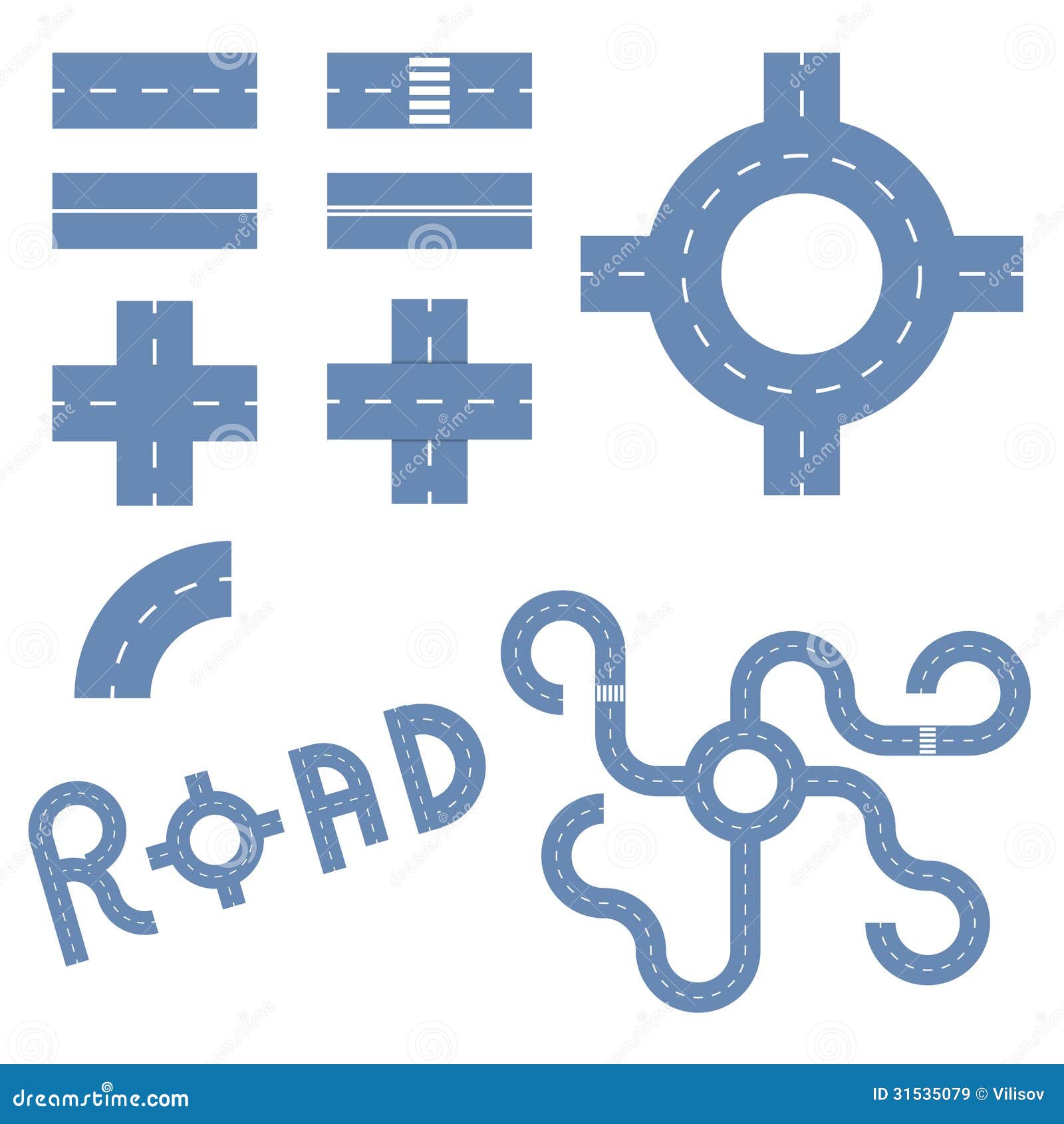 Elements of the road stock vector. Illustration of cartography - 31535079