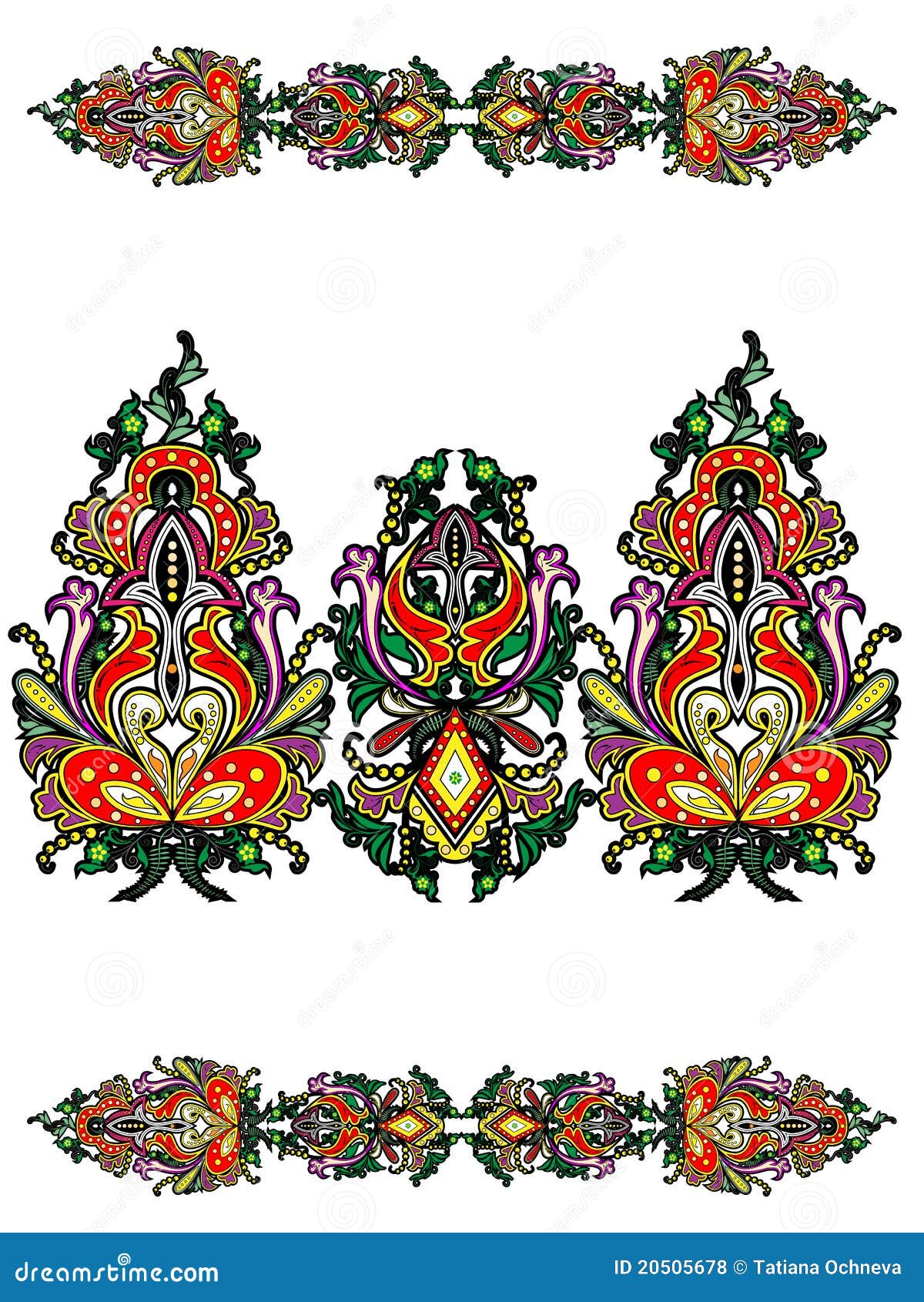 Elements of the Russian Ornament Stock Illustration - Illustration of ...