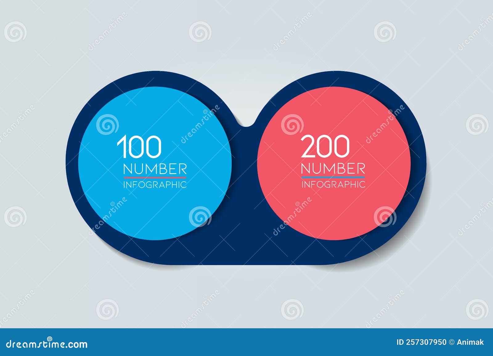 2 Elements Scheme, Diagram. Two Connected Circles. Infographic Template ...