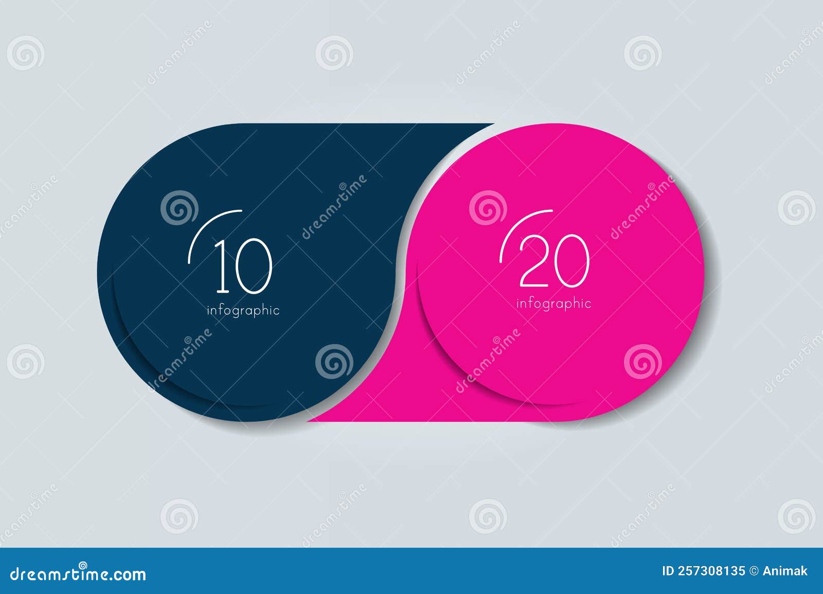 2 Elements Scheme, Diagram. Two Connected Circles. Infographic Template ...
