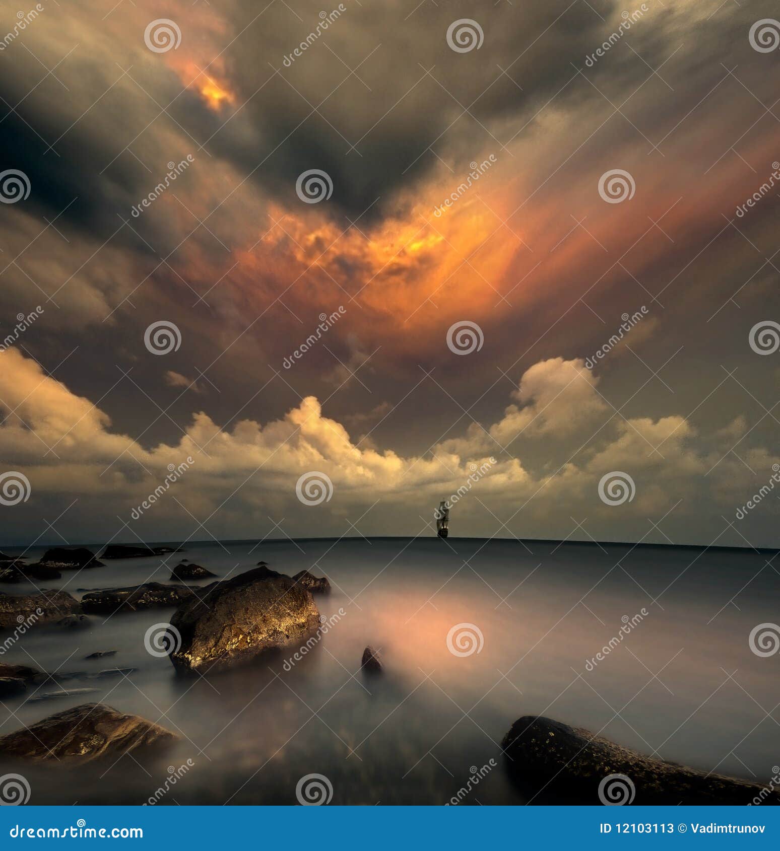 Elements of the sea stock image. Image of vessel, clouds - 12103113