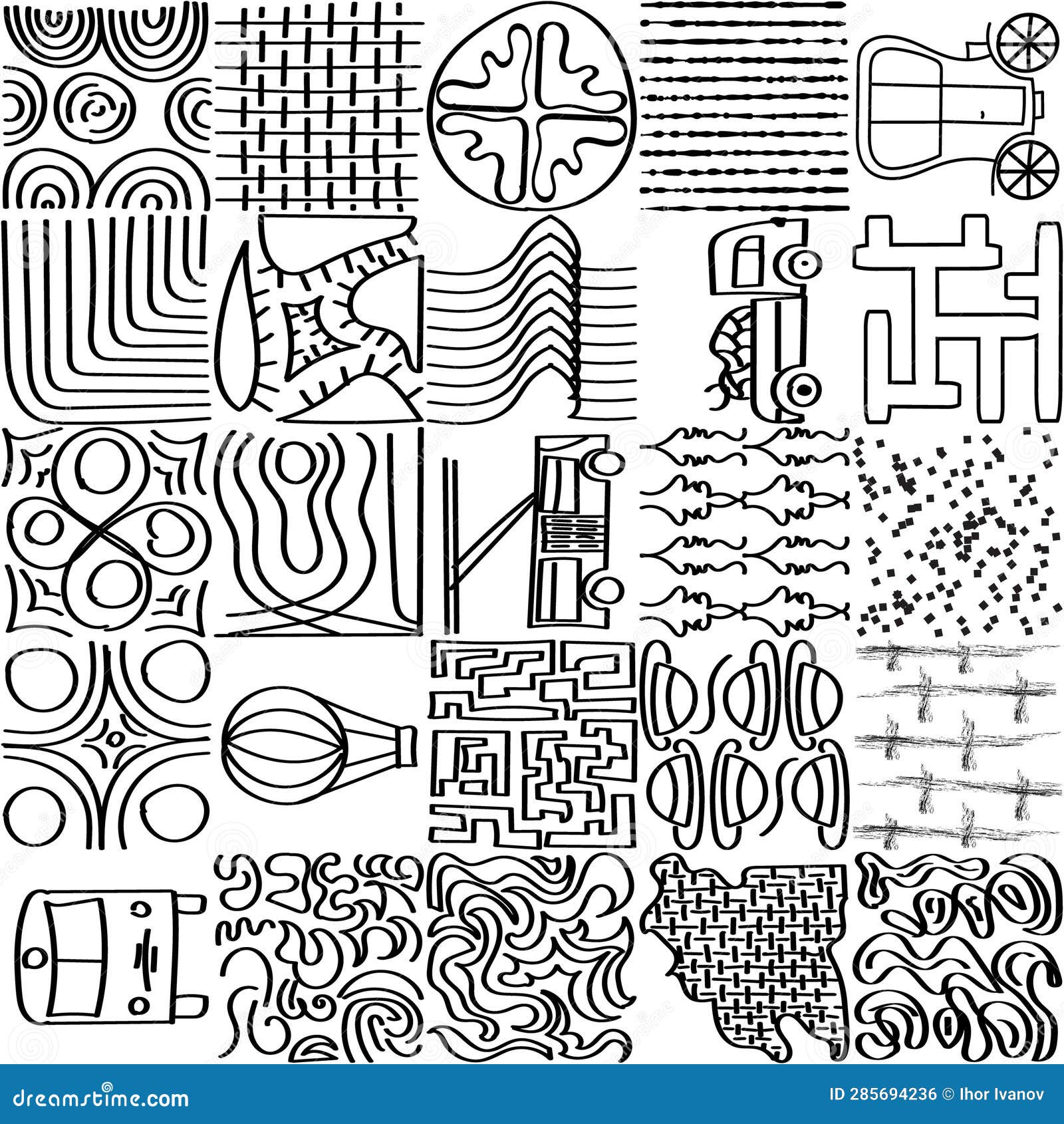 25 Elements for Seamless Patterns Stock Illustration - Illustration of ...