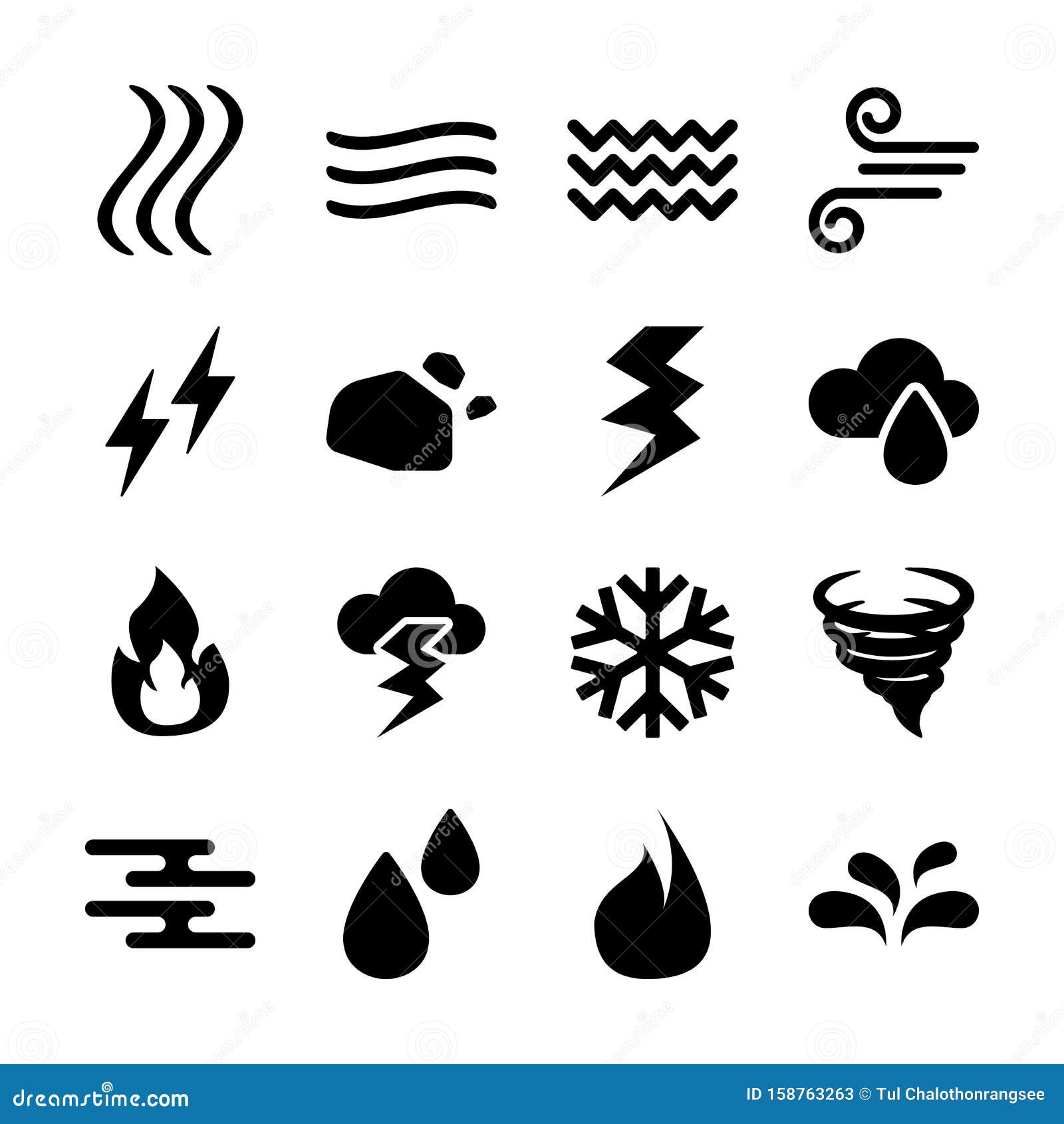 Elements solid icon stock vector. Illustration of flame - 158763263