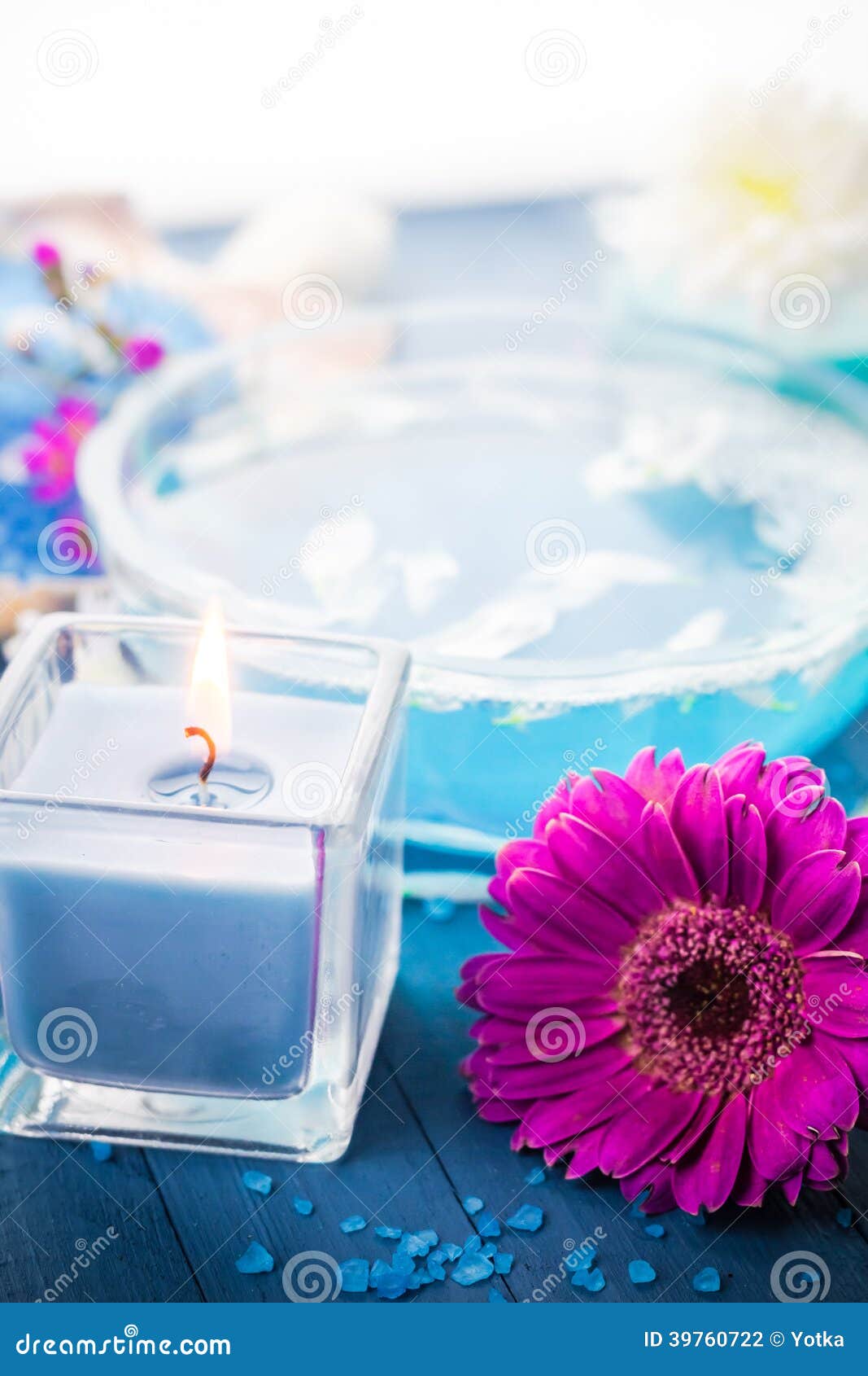 Elements Spa Relaxation Including Candles Water Salt Bath Stock Photo ...