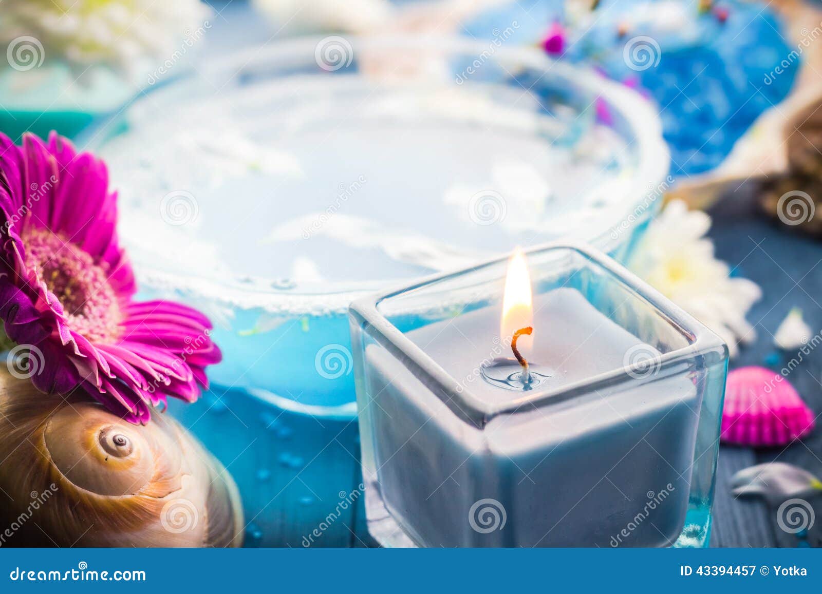 Elements Spa Relaxation Including Candles Water Salt Bath Stock Image ...