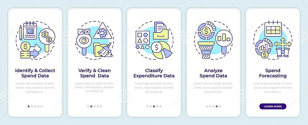 Elements of Spend Strategy Onboarding Mobile App Screen Stock Vector ...