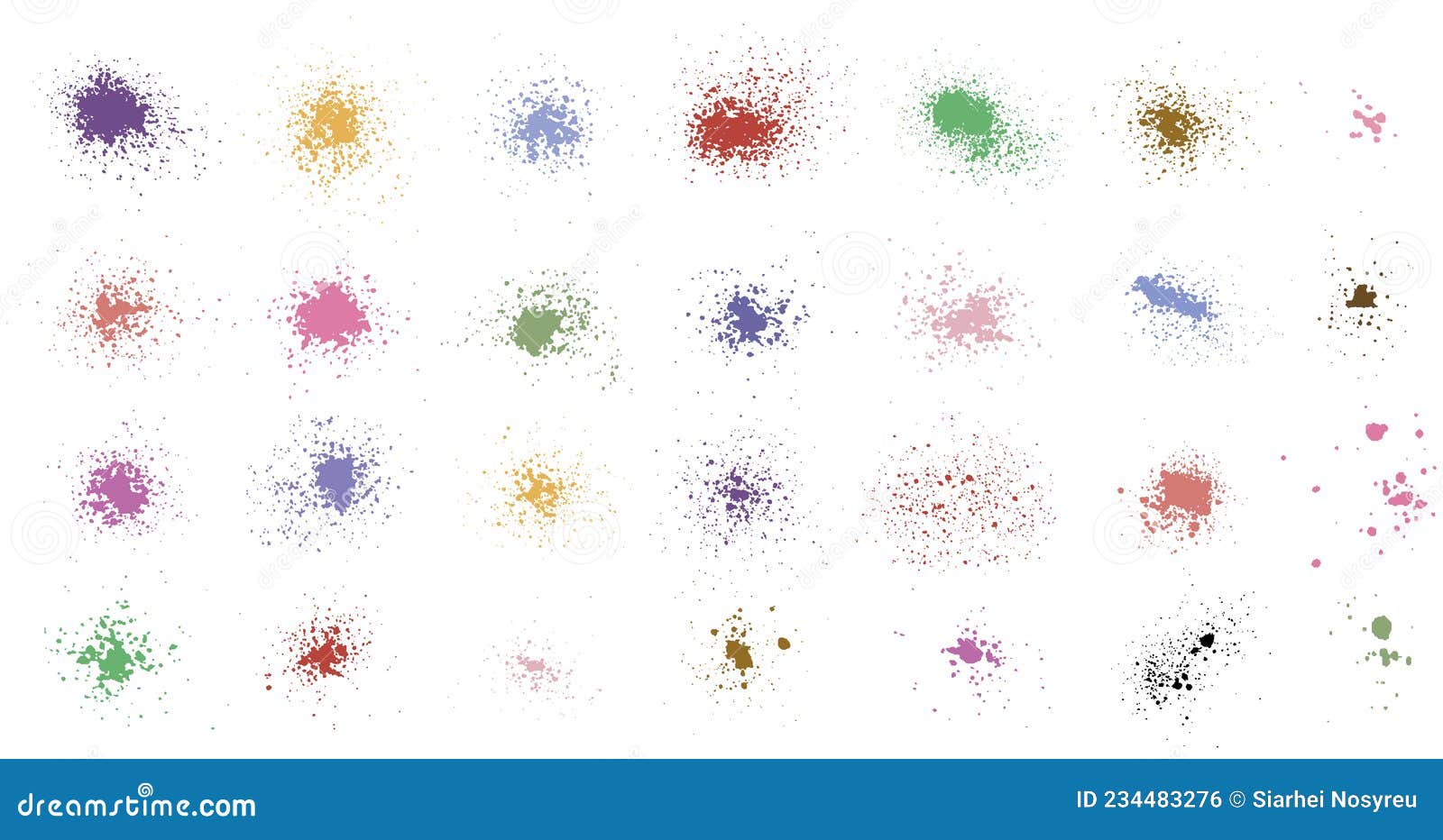 Elements of Spray Paint, Set of Color Blots. Vector Illustration Stock ...