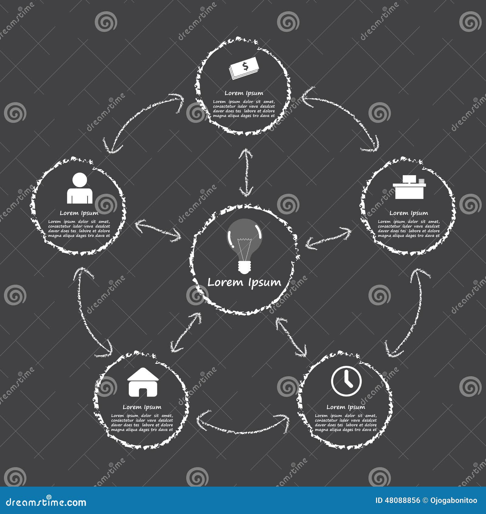 Elements of Success, Infographic Black and White Style Template Stock ...