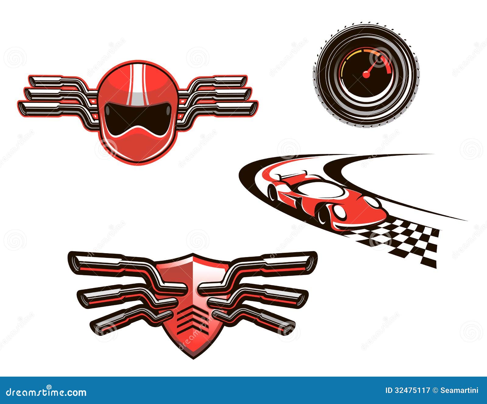 Elements and Symbols of Racing Sport Stock Vector - Illustration of ...