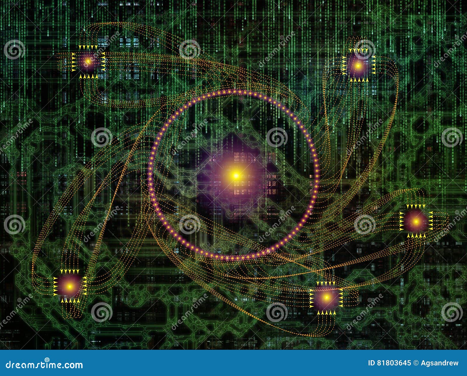 Elements of Technology Links Stock Illustration - Illustration of code ...