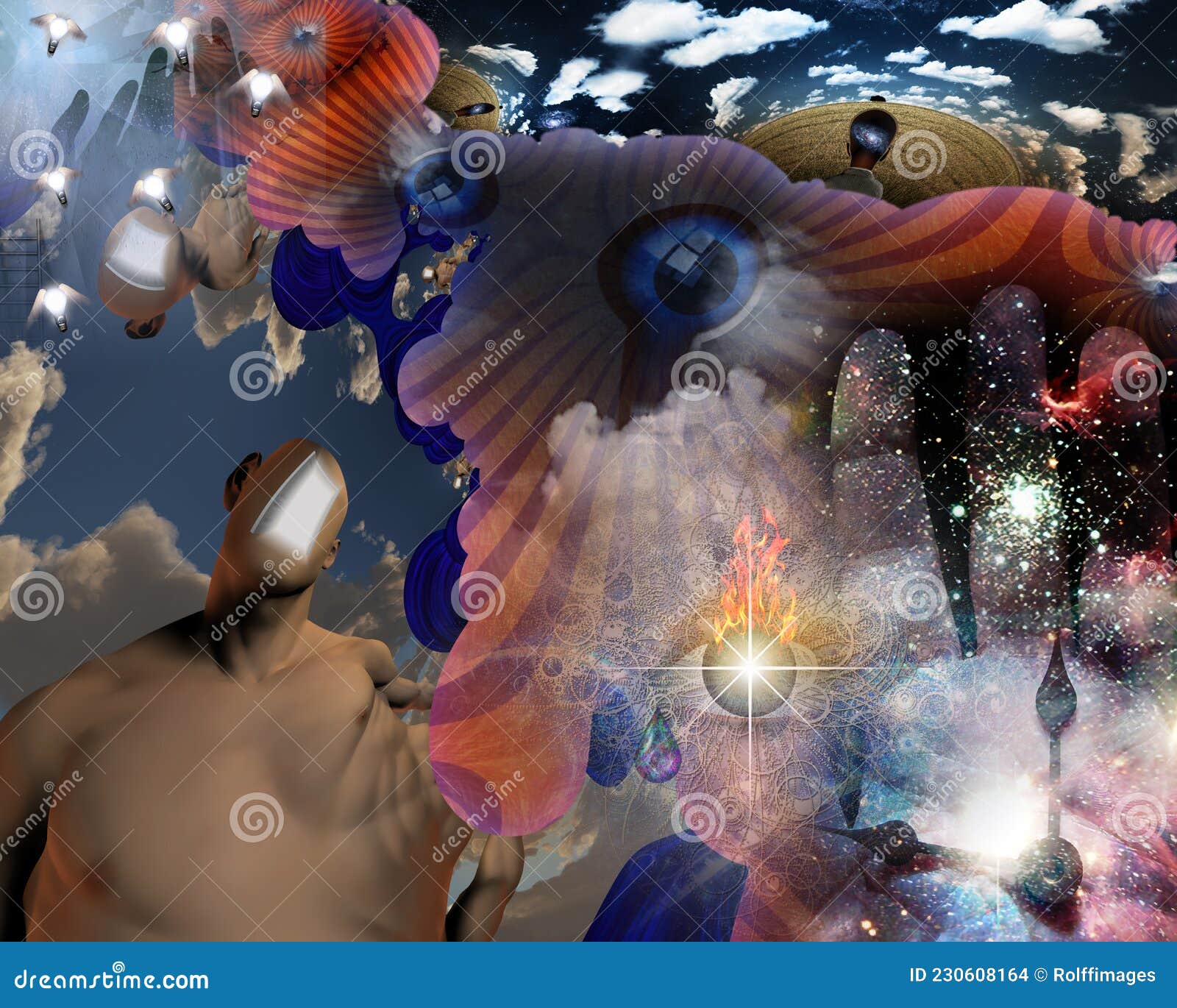 Elements of Time, Spirit and Man Stock Illustration - Illustration of ...