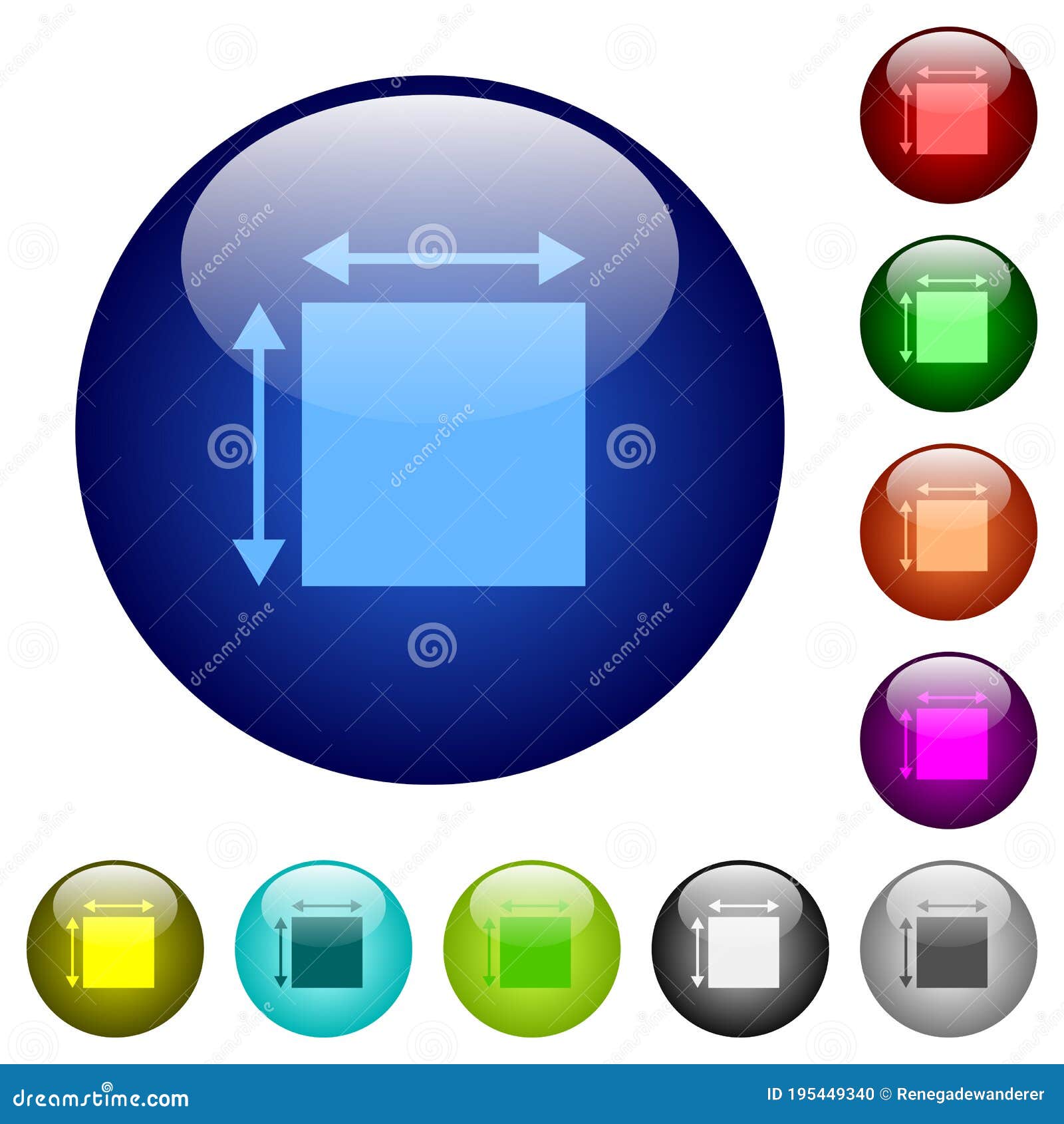 Elemet Dimensions Color Glass Buttons Stock Vector Illustration Of