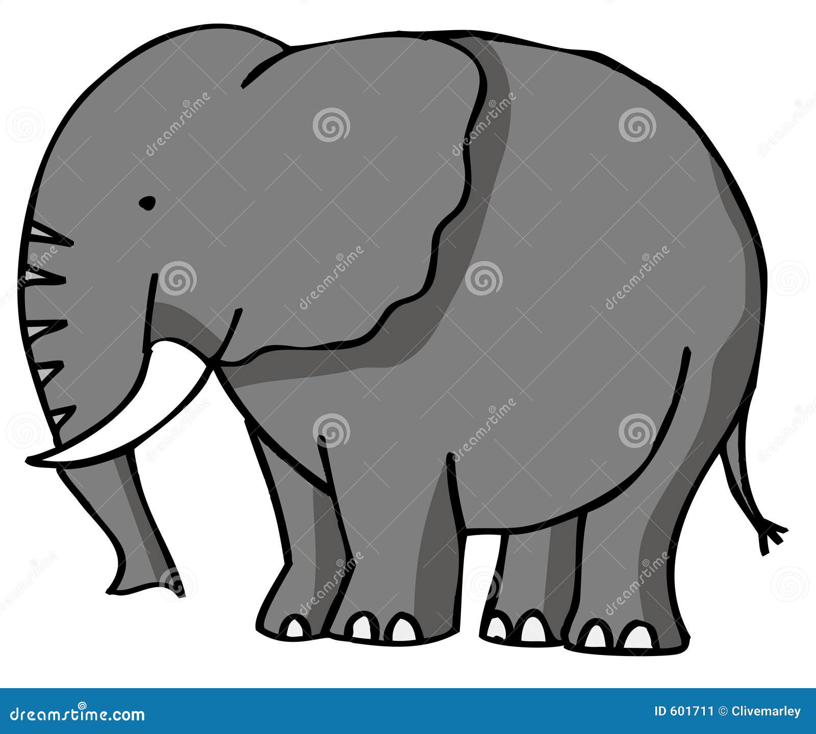 Elephant stock vector. Illustration of jungle, comic, tusks - 601711