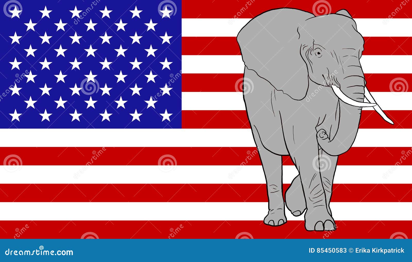Elephant and American Flag editorial stock photo. Illustration of ...