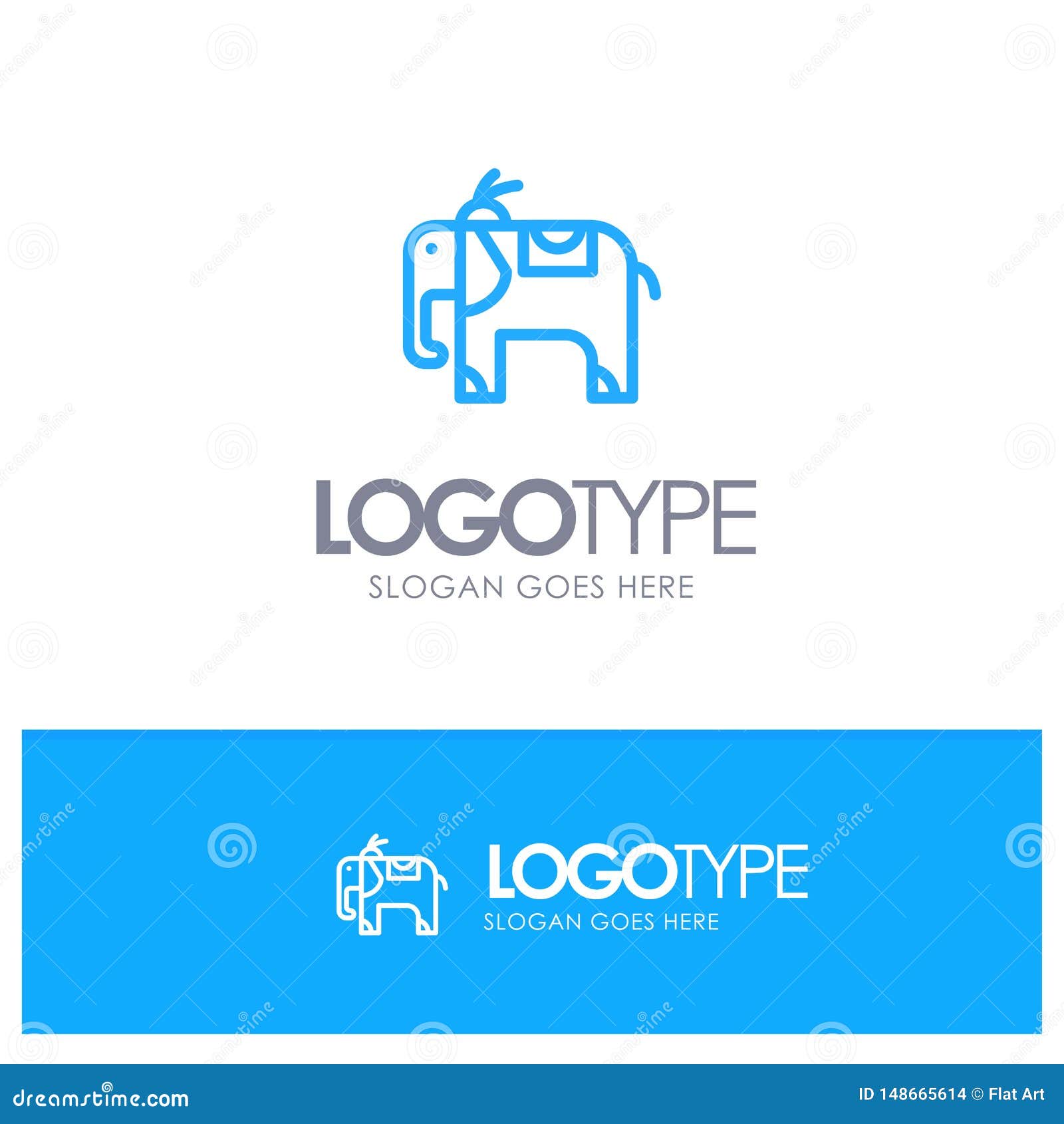 Elephant, Animal Blue Logo Line Style Stock Vector - Illustration of ...