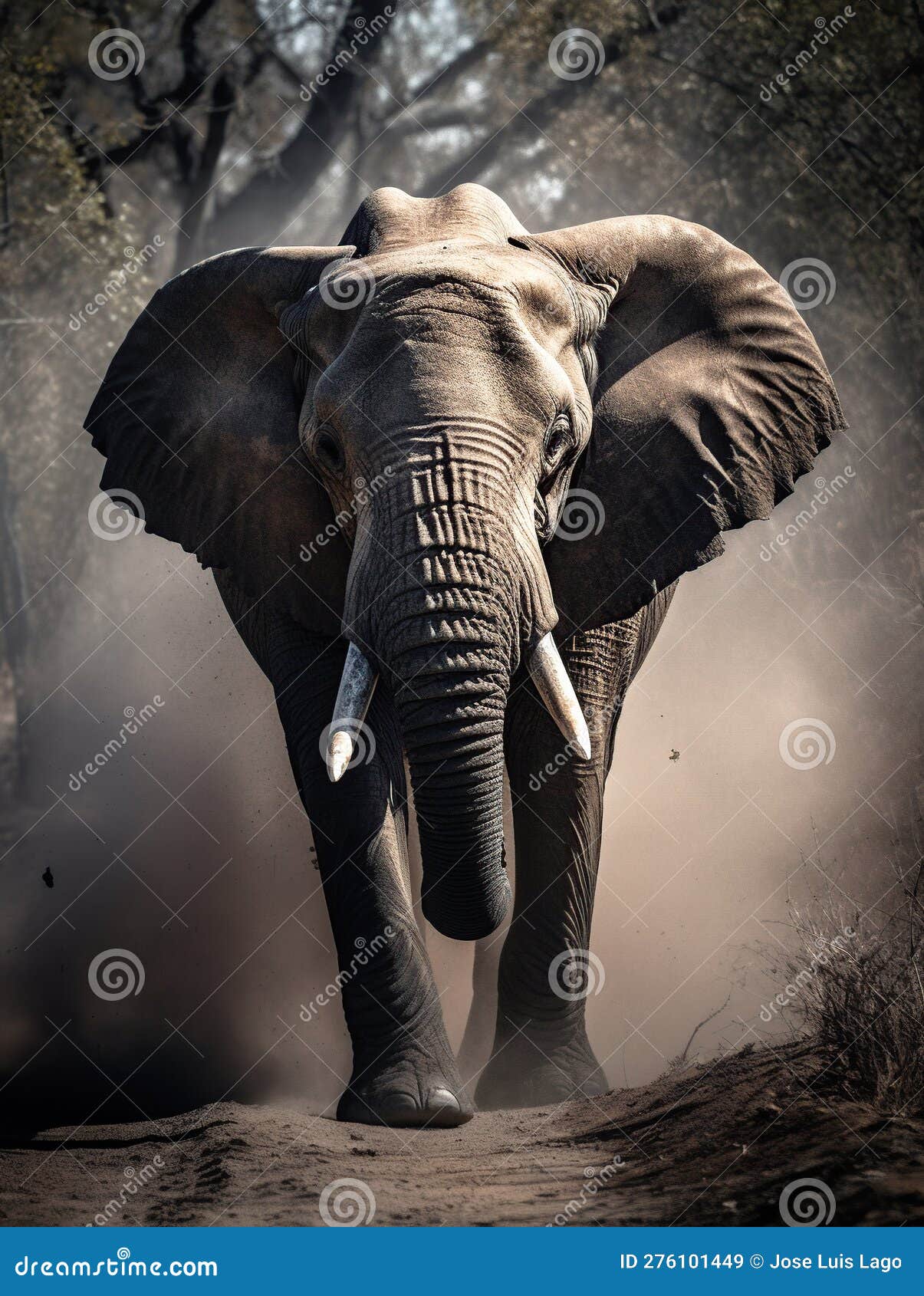 Elephant Approach from the Front Stock Illustration - Illustration of ...